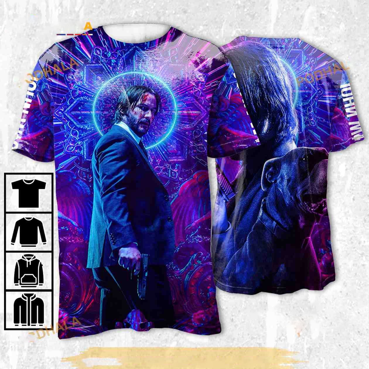 John Wick Franquicia, Movie 3D Shirt - Walmart.com
