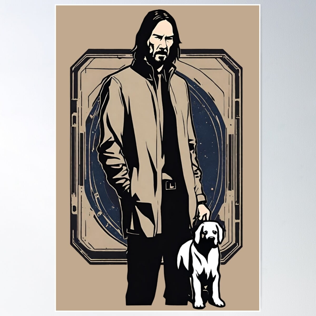 John Wick and His Trusty Dog Sunset Vintage Retro Movie Poster, 24x36 ...