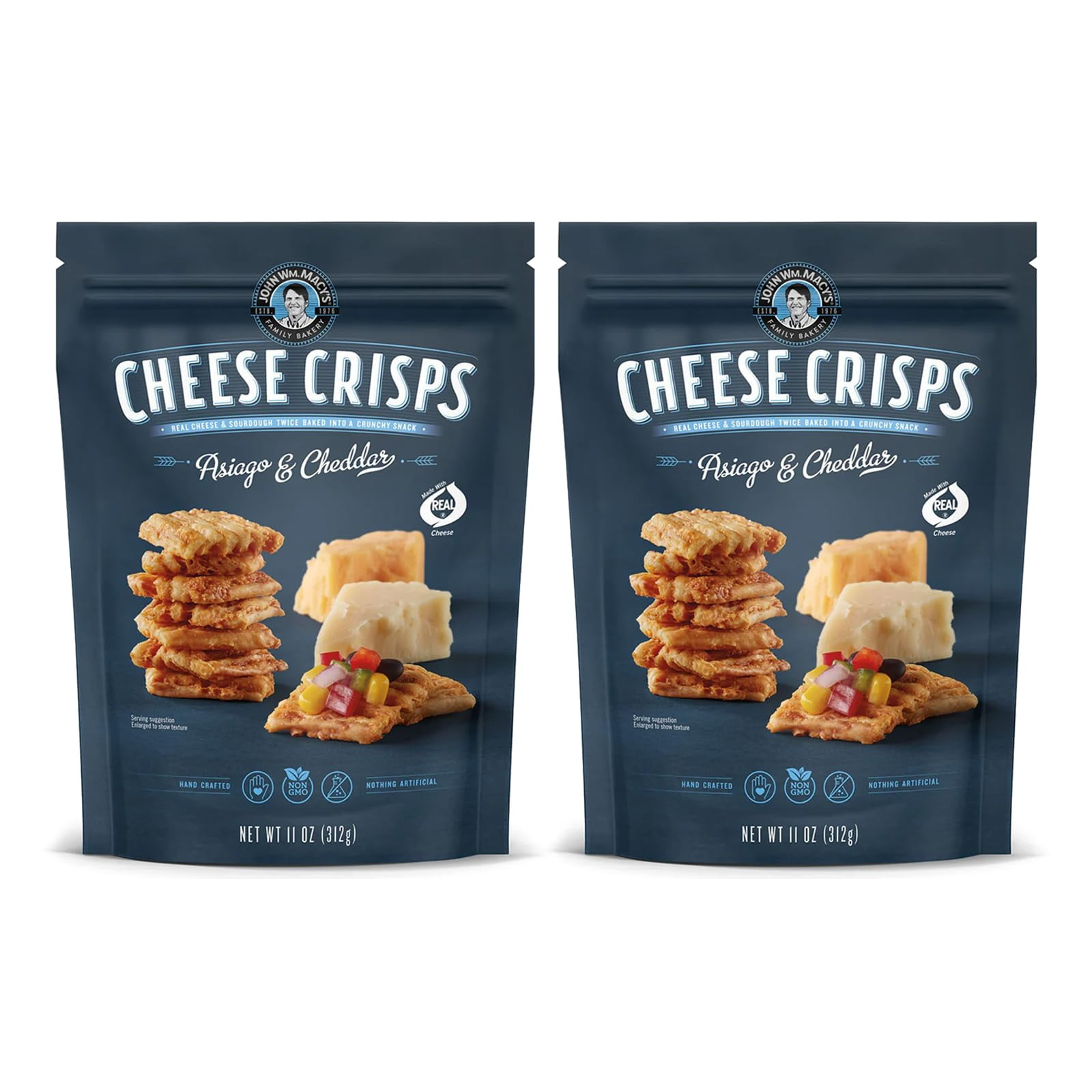John TMH1 Wm. Macy - Asiago & Cheddar Cheese Crisps - Hand Crafted, Non GMO, and Nothing ...