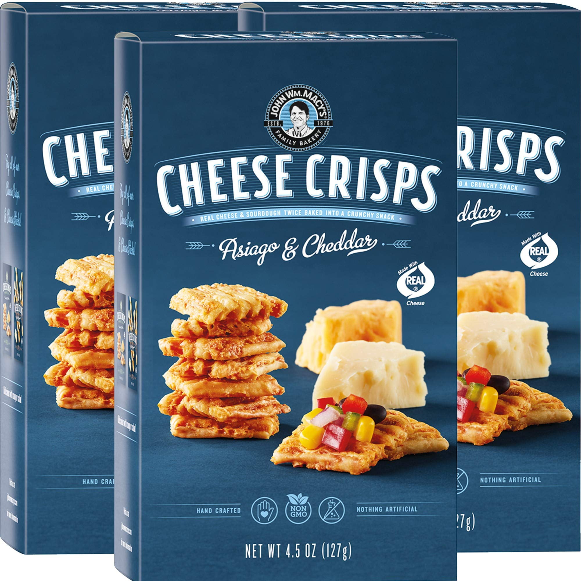 John Wm. Macy's CheeseCrisps | Asiago & Cheddar | Twice Baked Sourdough ...
