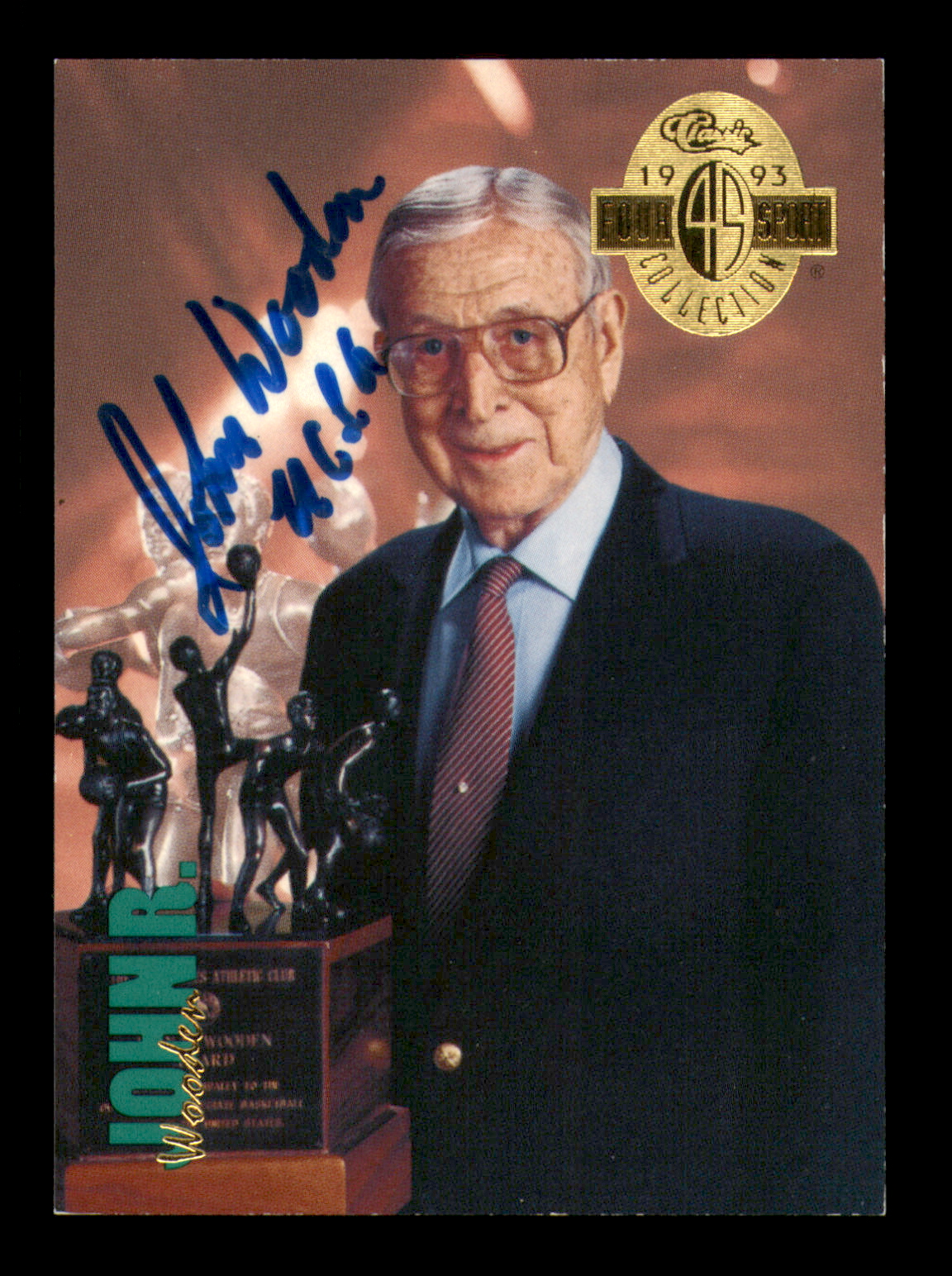 John Wooden Autographed 1993 Classic Four Sport Card #310 UCLA Bruins ...