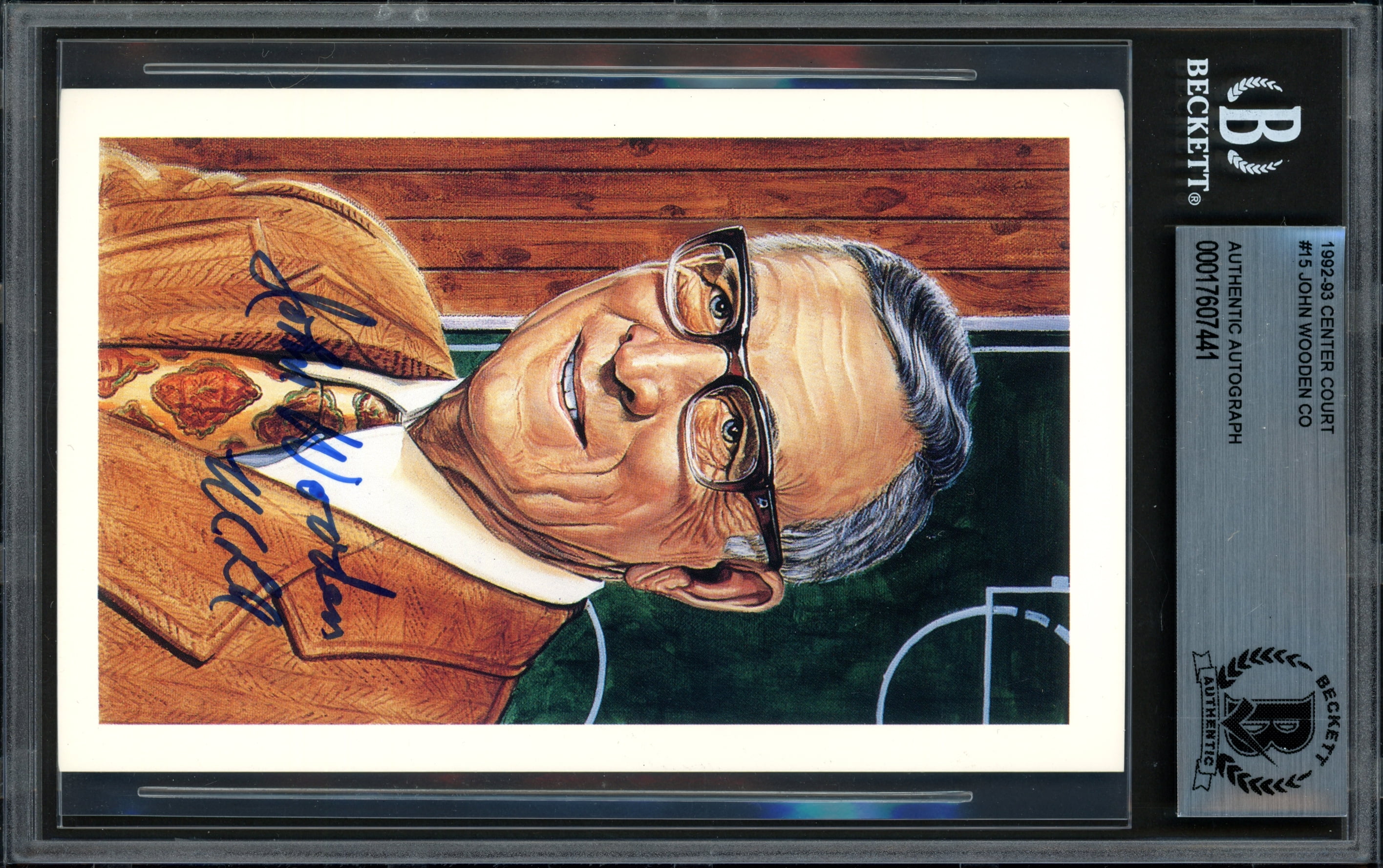 John Wooden Autographed Basketball Hall of Fame Postcard UCLA Beckett ...
