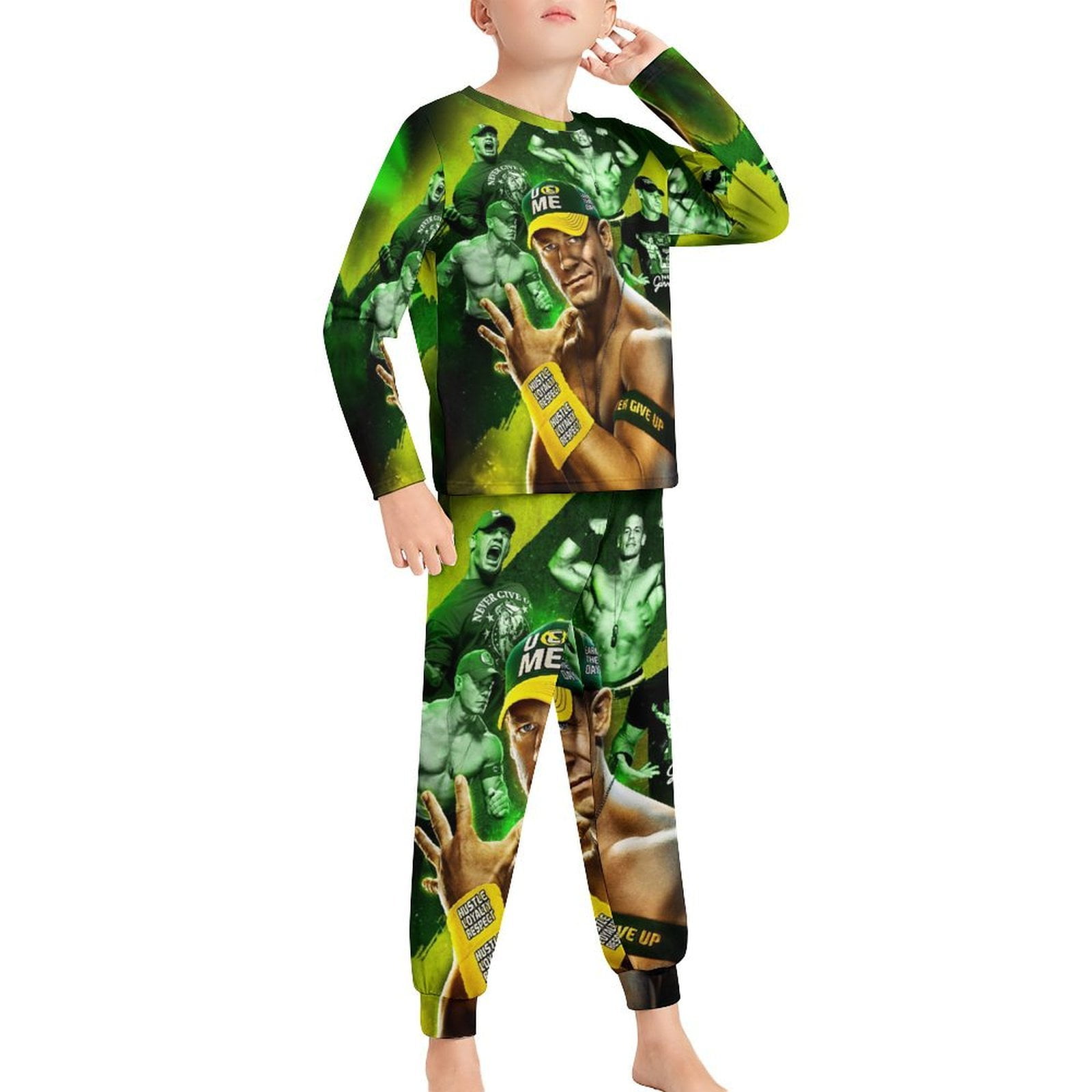 John Wrestler Cena Costumes T Shirt Set Crewneck Tee Shirt Pants Set ...