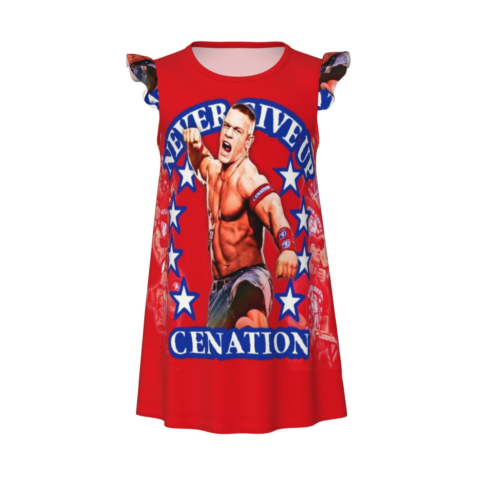 John Wrestler Cena Flutter Sleeve Soft Fabric Casual Dress Cartoon ...
