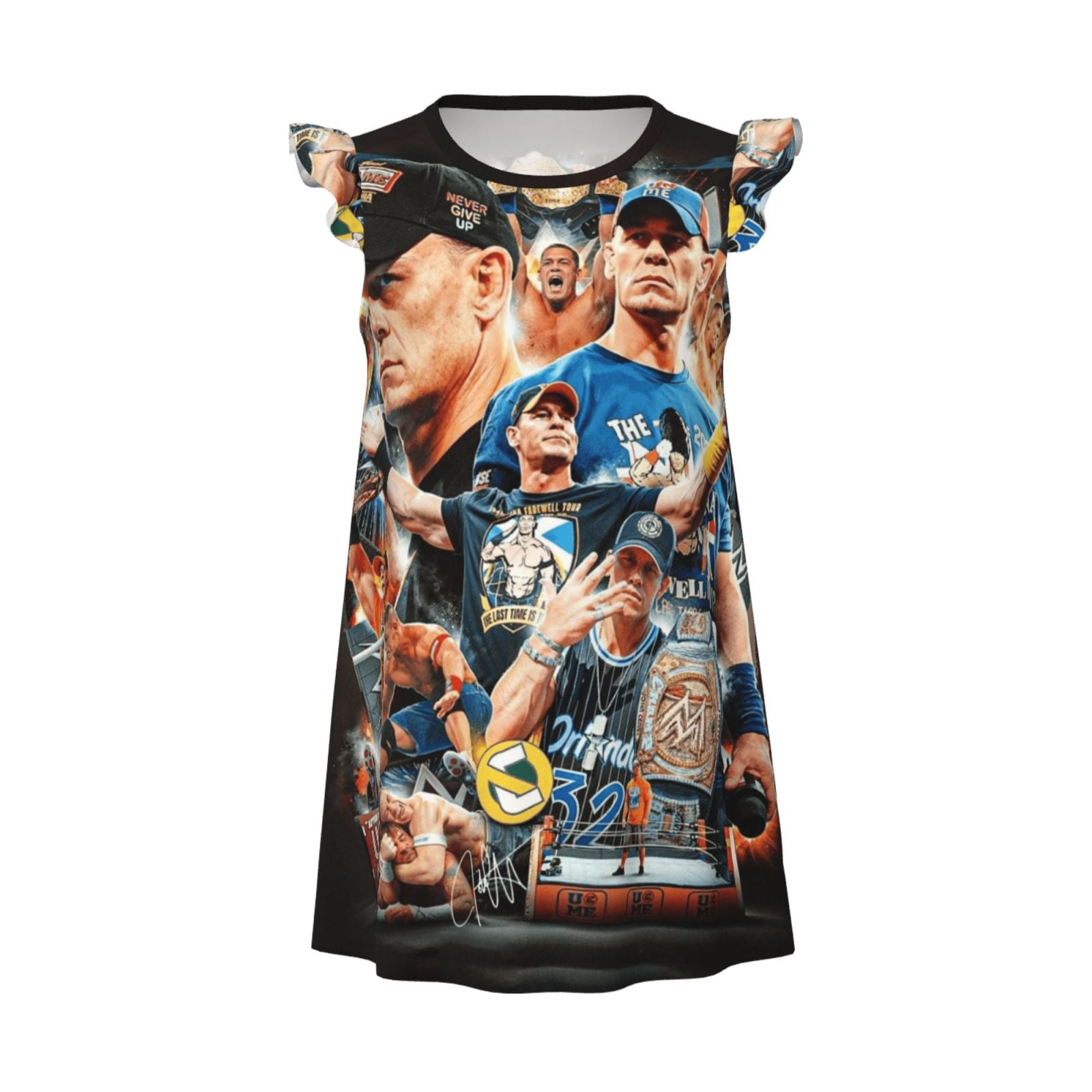 John Wrestler Cena Flutter Sleeve Soft Fabric Casual Dress Cartoon ...