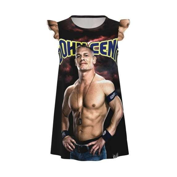 John Wrestler Cena Flutter Sleeve Soft Fabric Casual Dress Cartoon ...