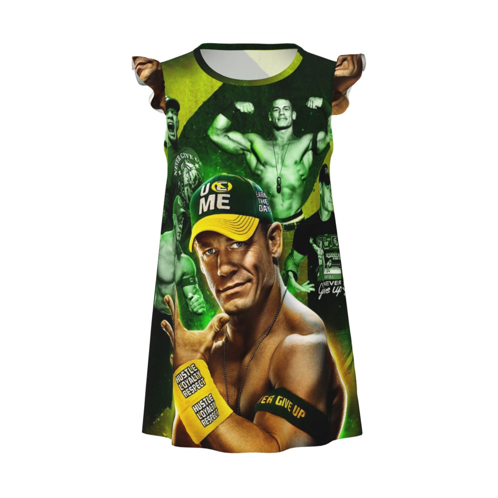 John Wrestler Cena Flutter Sleeve Soft Fabric Casual Dress Cartoon ...