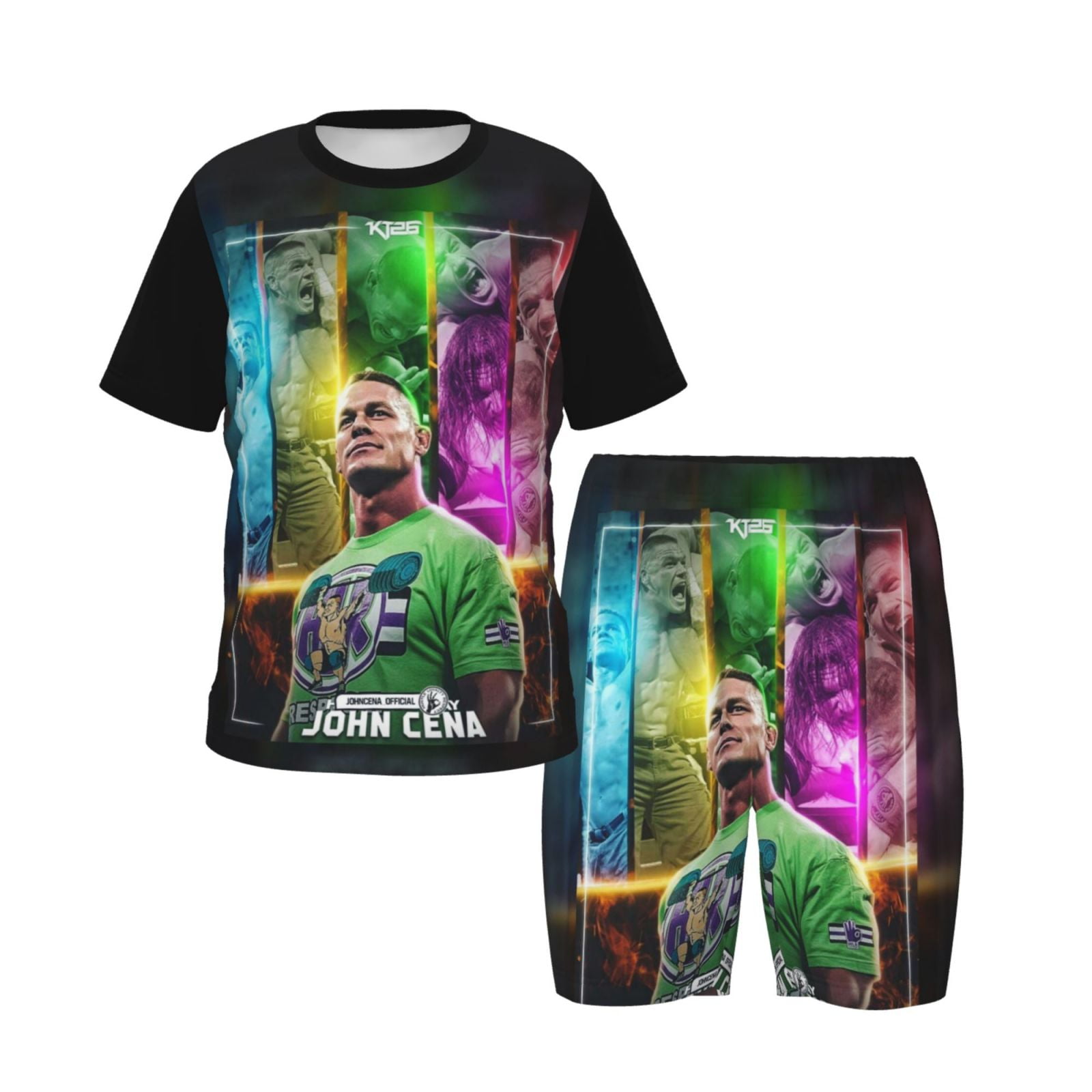 John Wrestler Cena Pajamas Set Summer Cartoon Printed Short Set ...