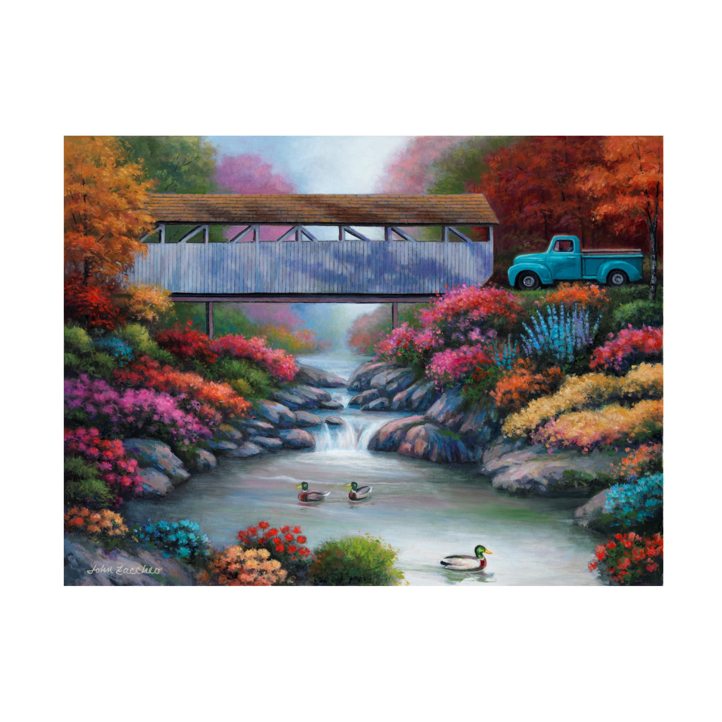 John Zaccheo 'Spring Covered Bridge' Canvas Art - Walmart.com