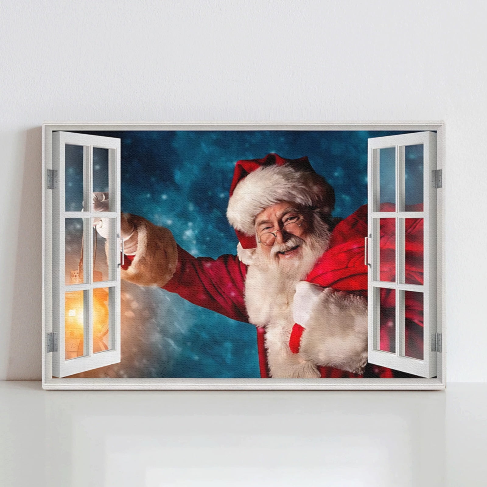John anta is Here Wall Art, Window Frame Style Wall Art, Santa at you ...