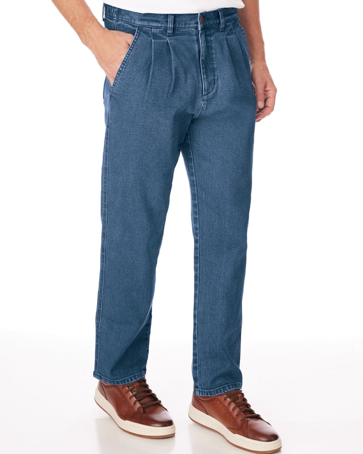 JohnBlairFlex Relaxed-Fit Back-Elastic Twill and Denim Pants - Walmart.com