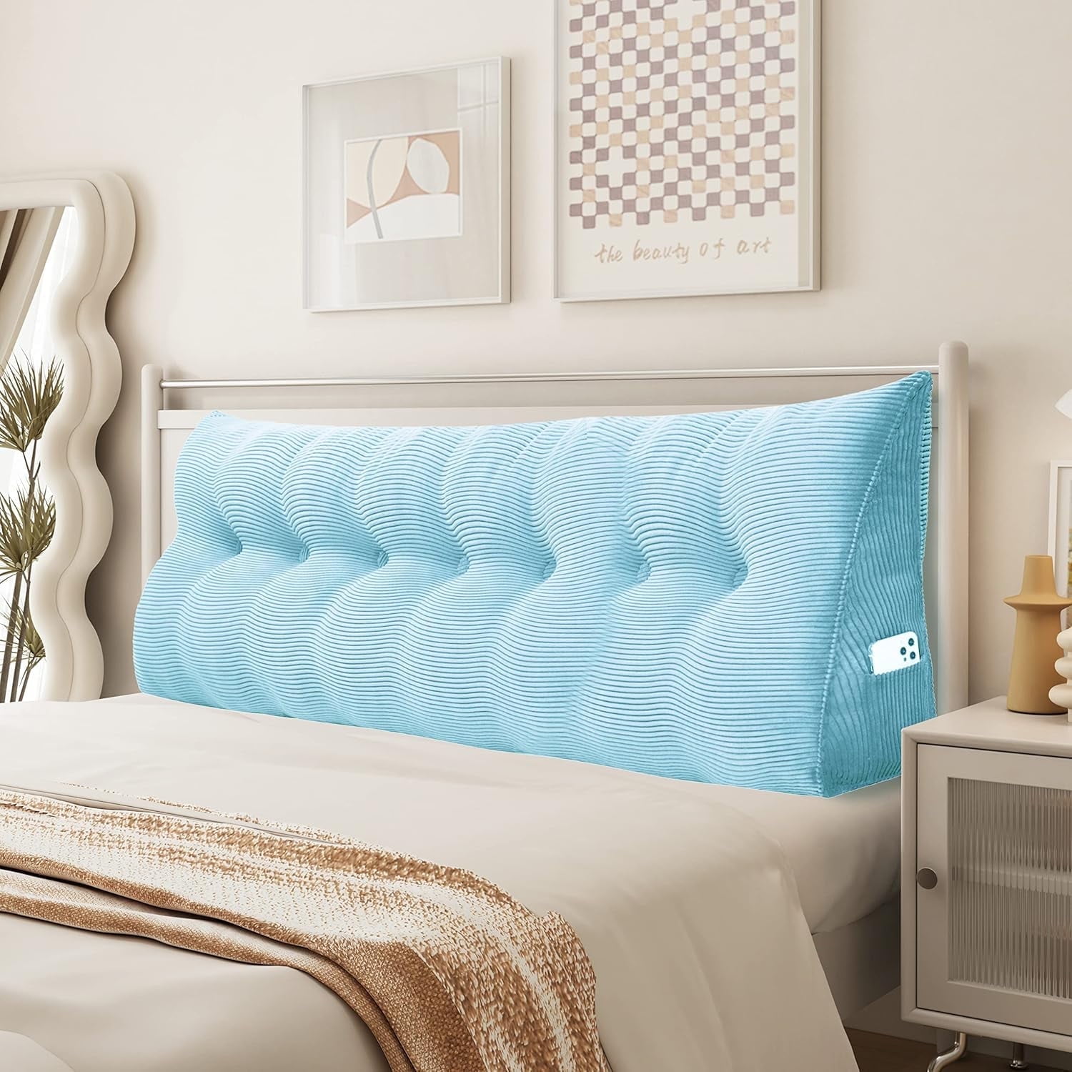 Johnear Corduroy Pillow Large Bolster Triangular Headboard Sleeping ...