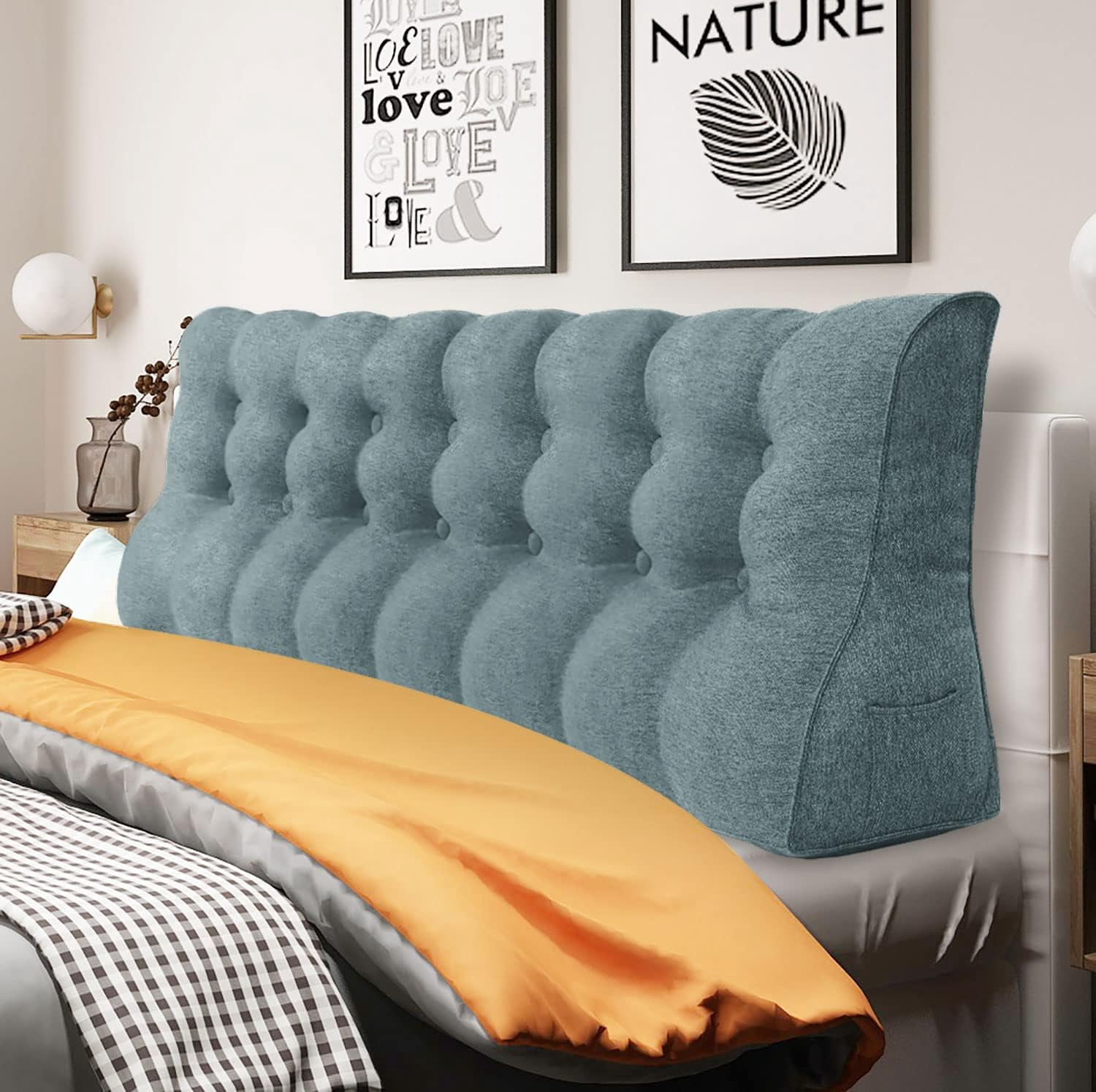 Johnear Curve Wedge Pillows Reading Headboard Backrest Pillow for ...