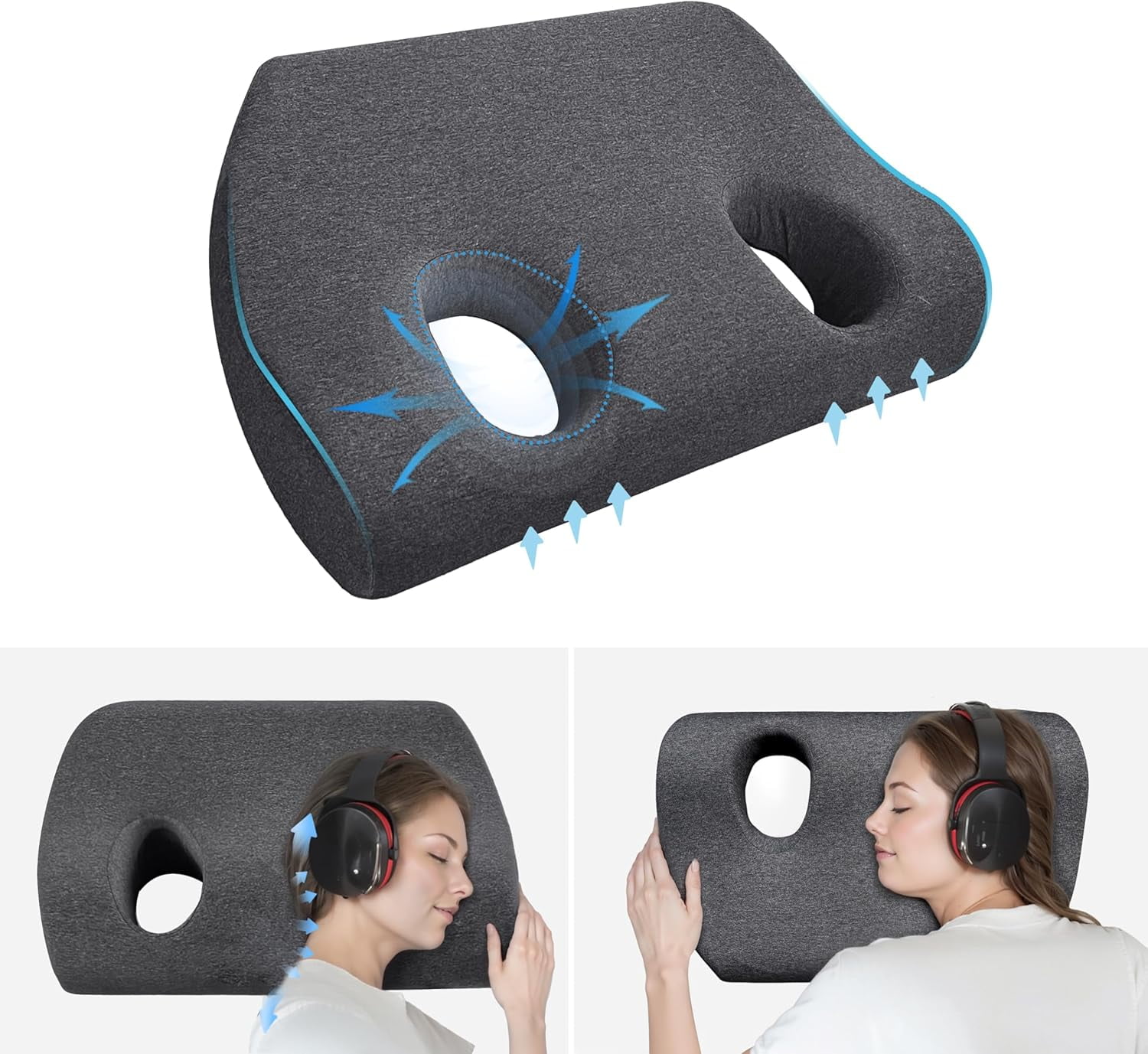 Johnear Ear Pillows with Holes, Memory Foam Ear Pillow, Ear Piercing ...