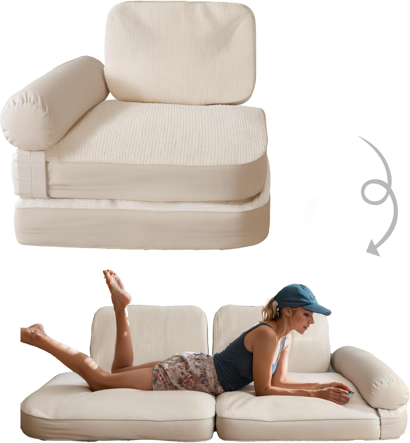 Johnear Foldable Floor Sofa Cushion Folding Floor Couch Bed Mattress ...