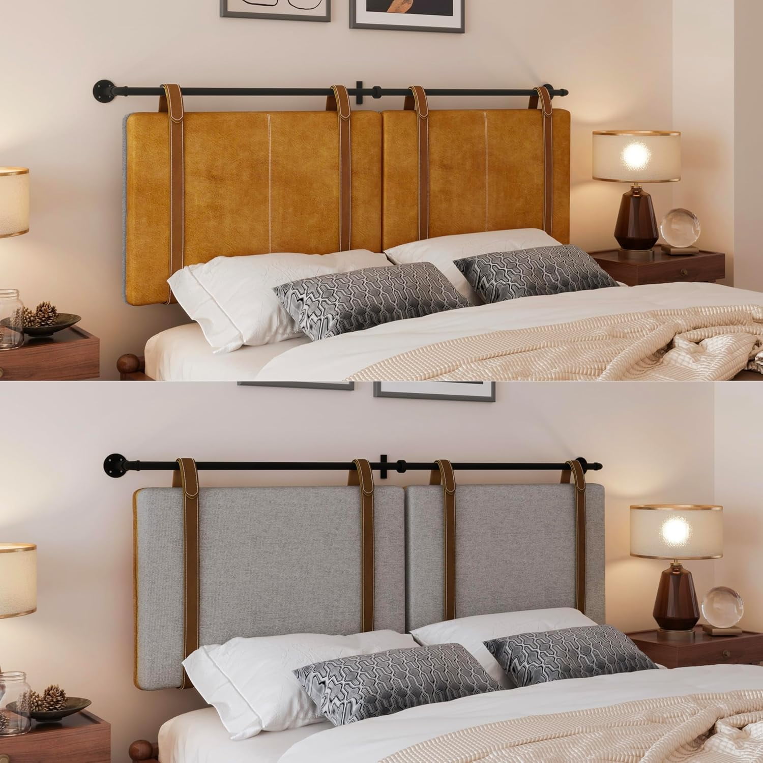 Johnear King Size Wall Mounted Headboard,Double Side Use Upholstered Headboards,Adjustable Heigh ...