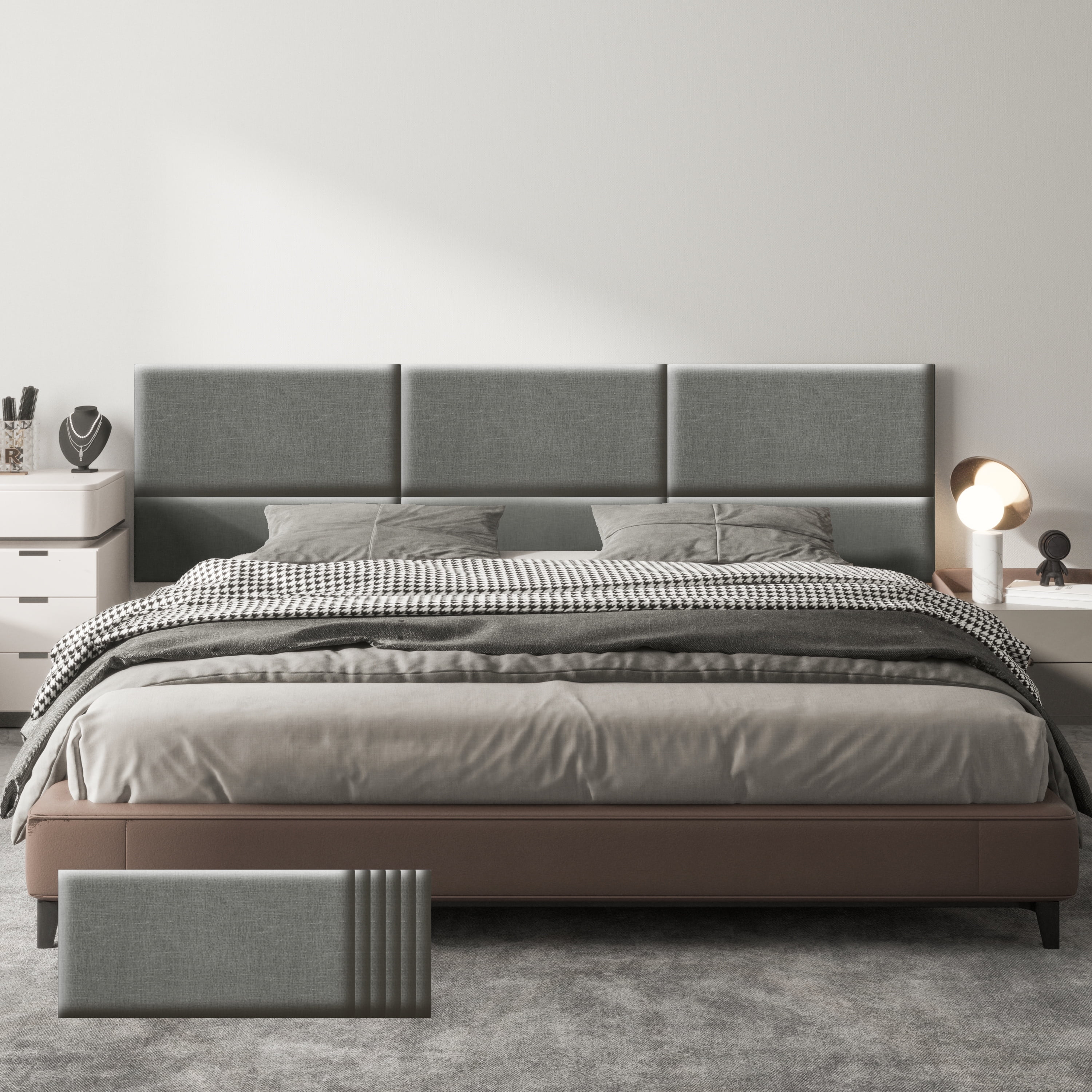 Johnear Peel and Stick Headboard for Full Size Bed in Darkgray, Pack of ...