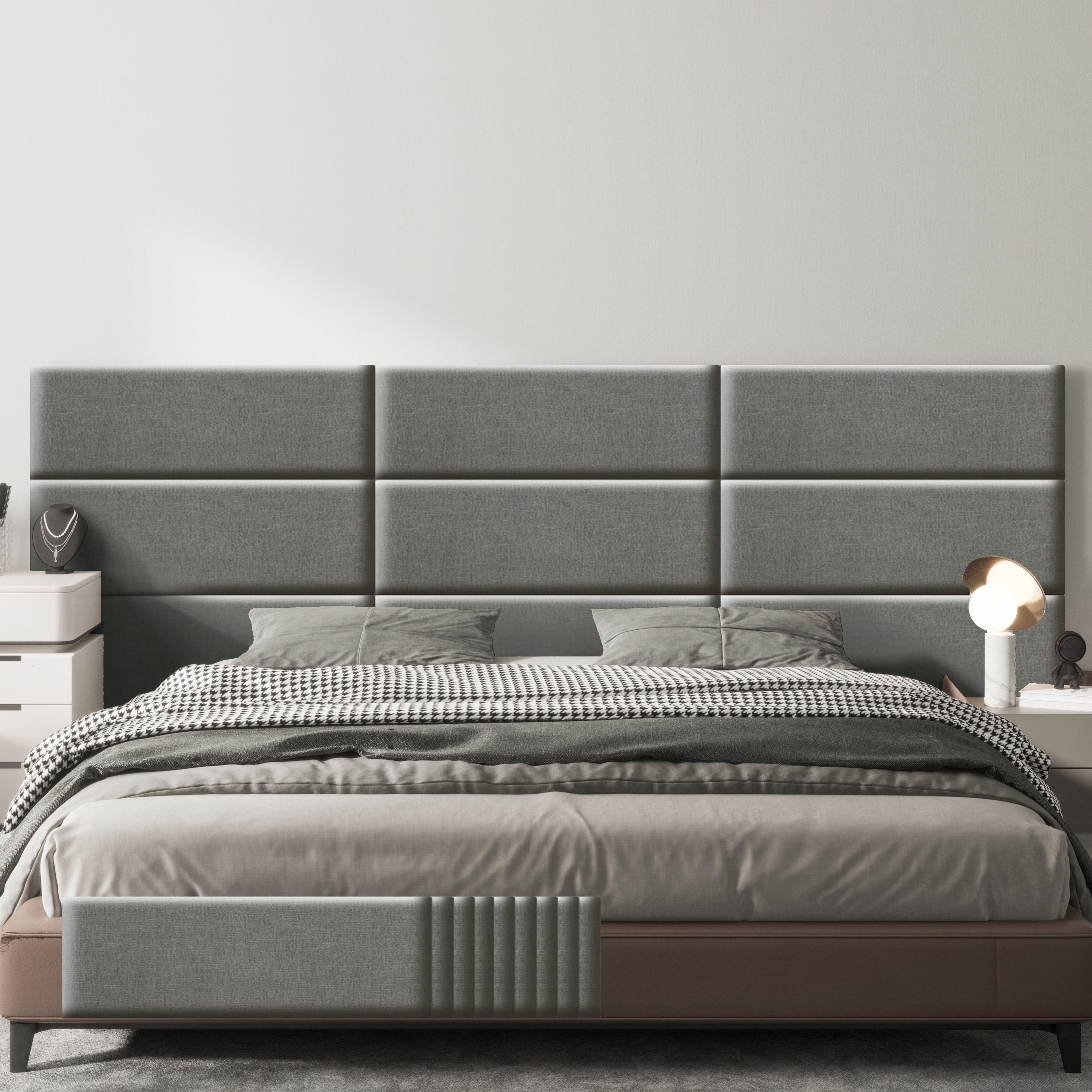 Johnear Peel and Stick Headboard for Queen Size Bed in Darkgray, Pack ...