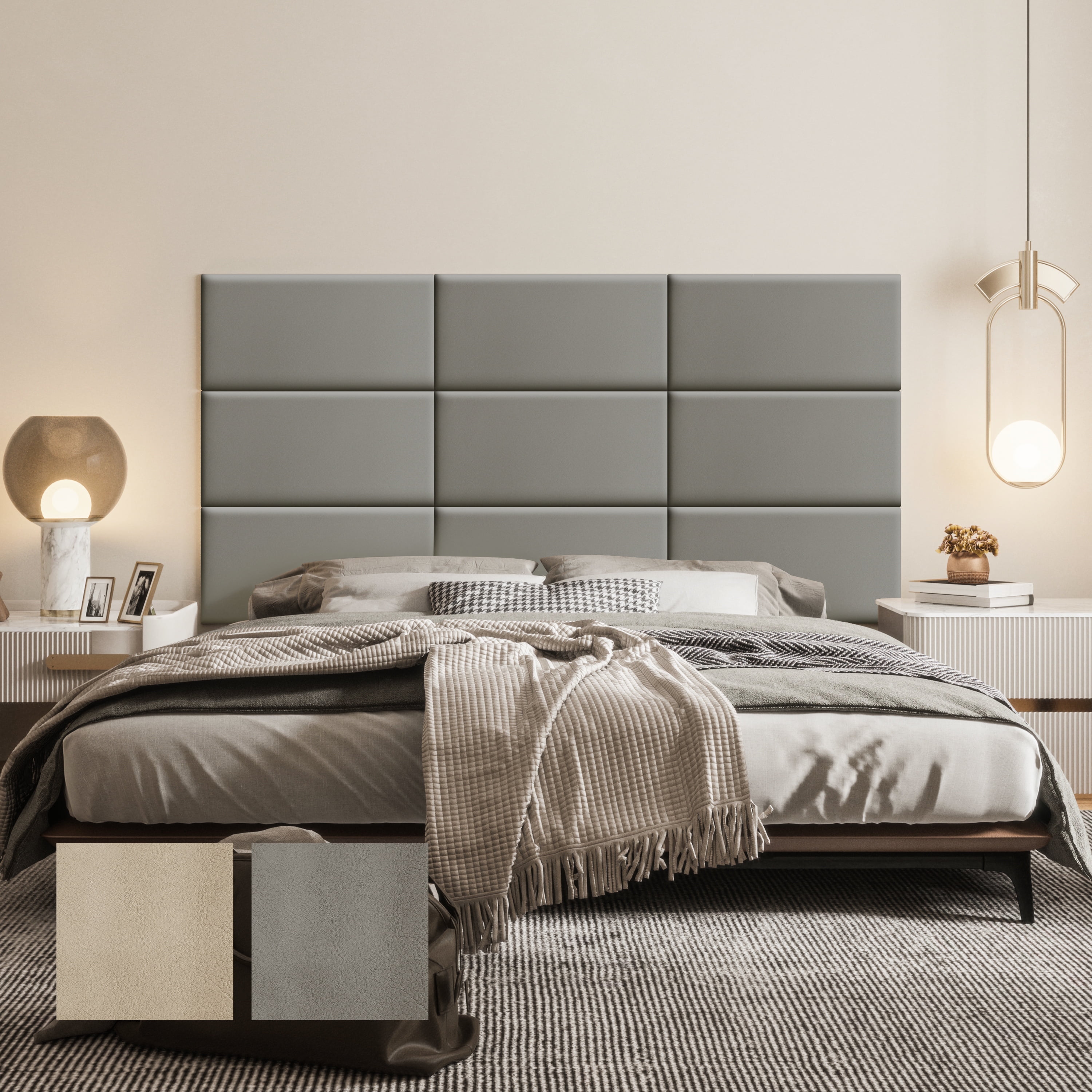 Johnear Peel and Stick Headboard for Queen Size Bed in Darkgray, Pack ...