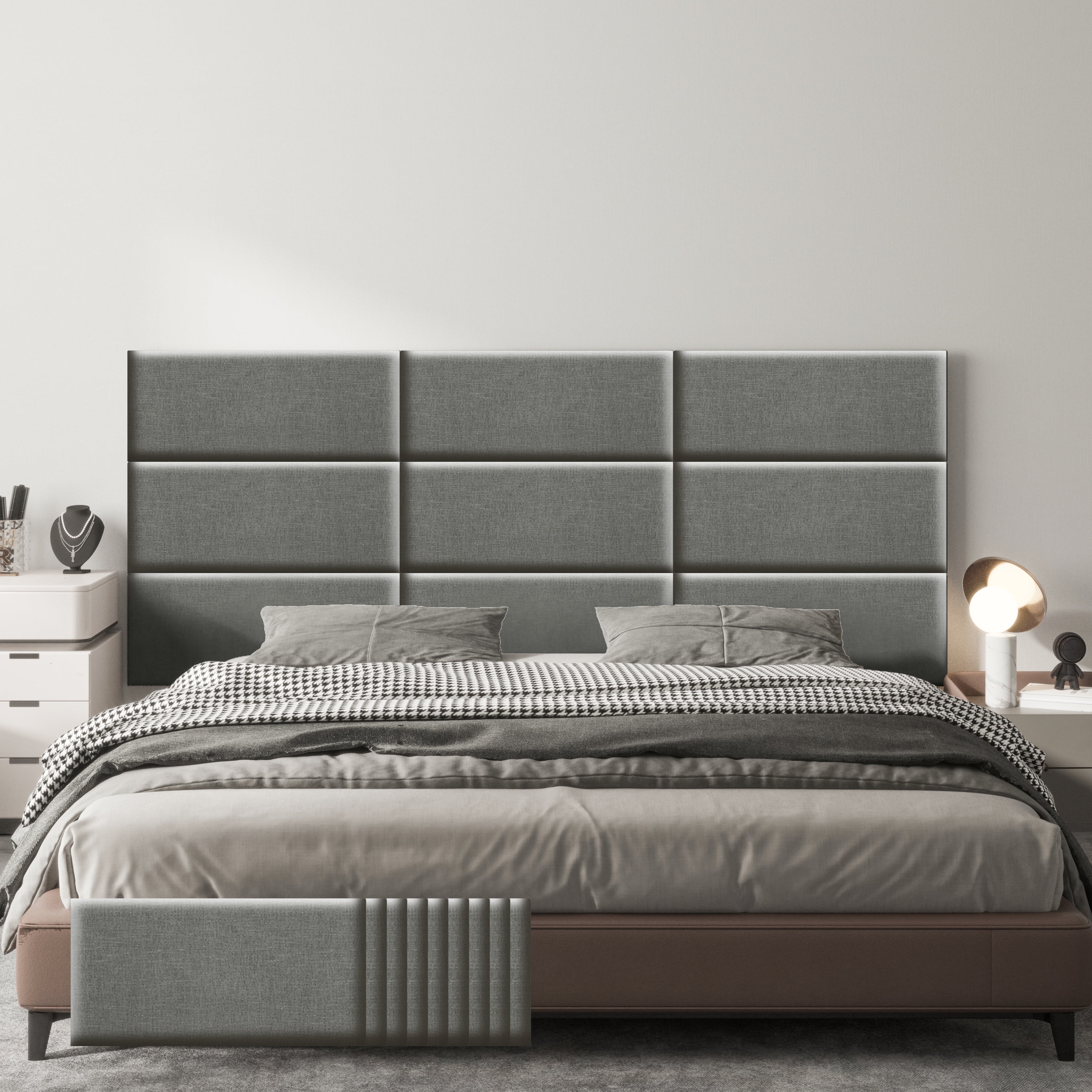 Johnear Peel and Stick Headboard for Queen Size Bed in Darkgray, Pack ...