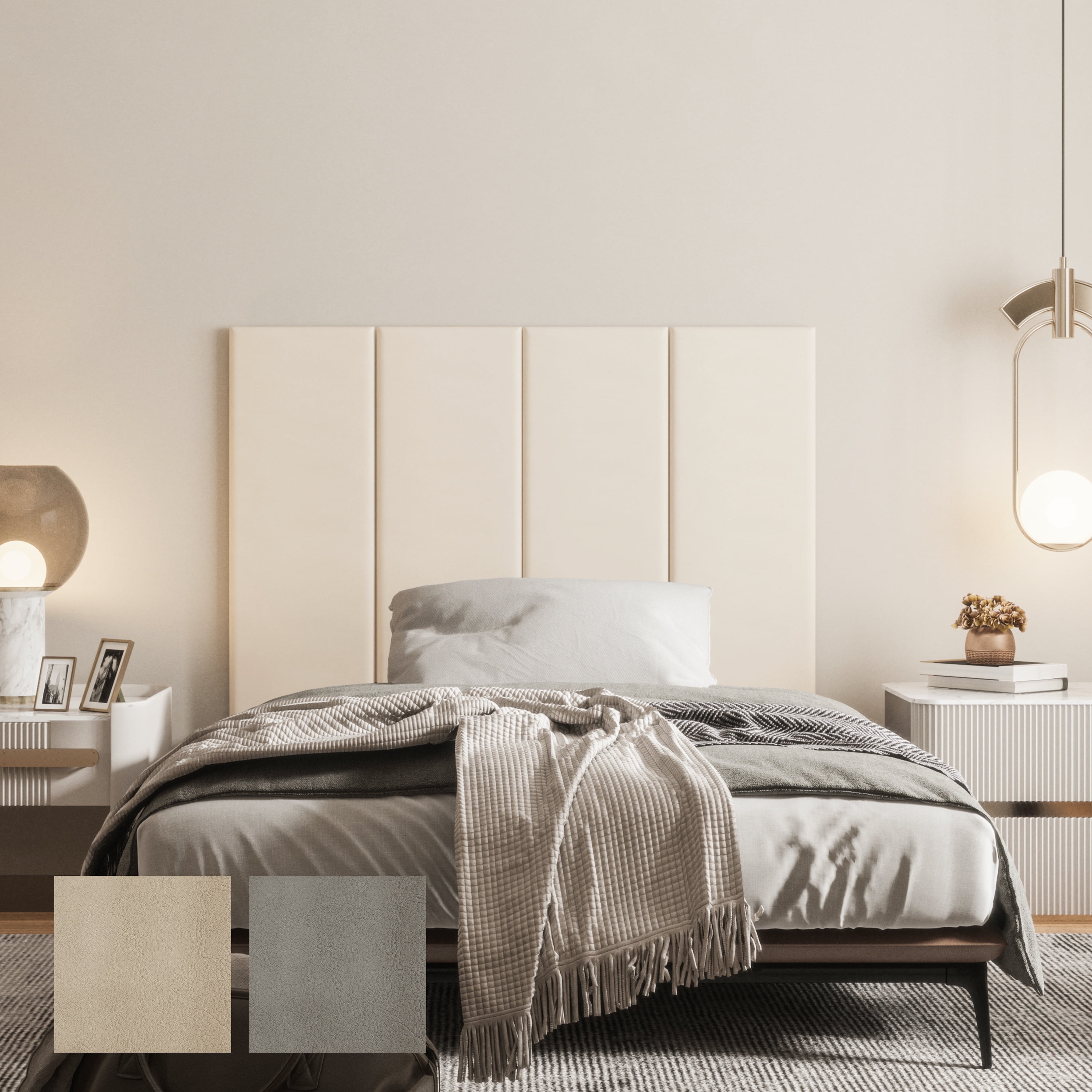 Johnear Peel and Stick Headboard for Twin Size Bed in Beige, Pack of 1 ...