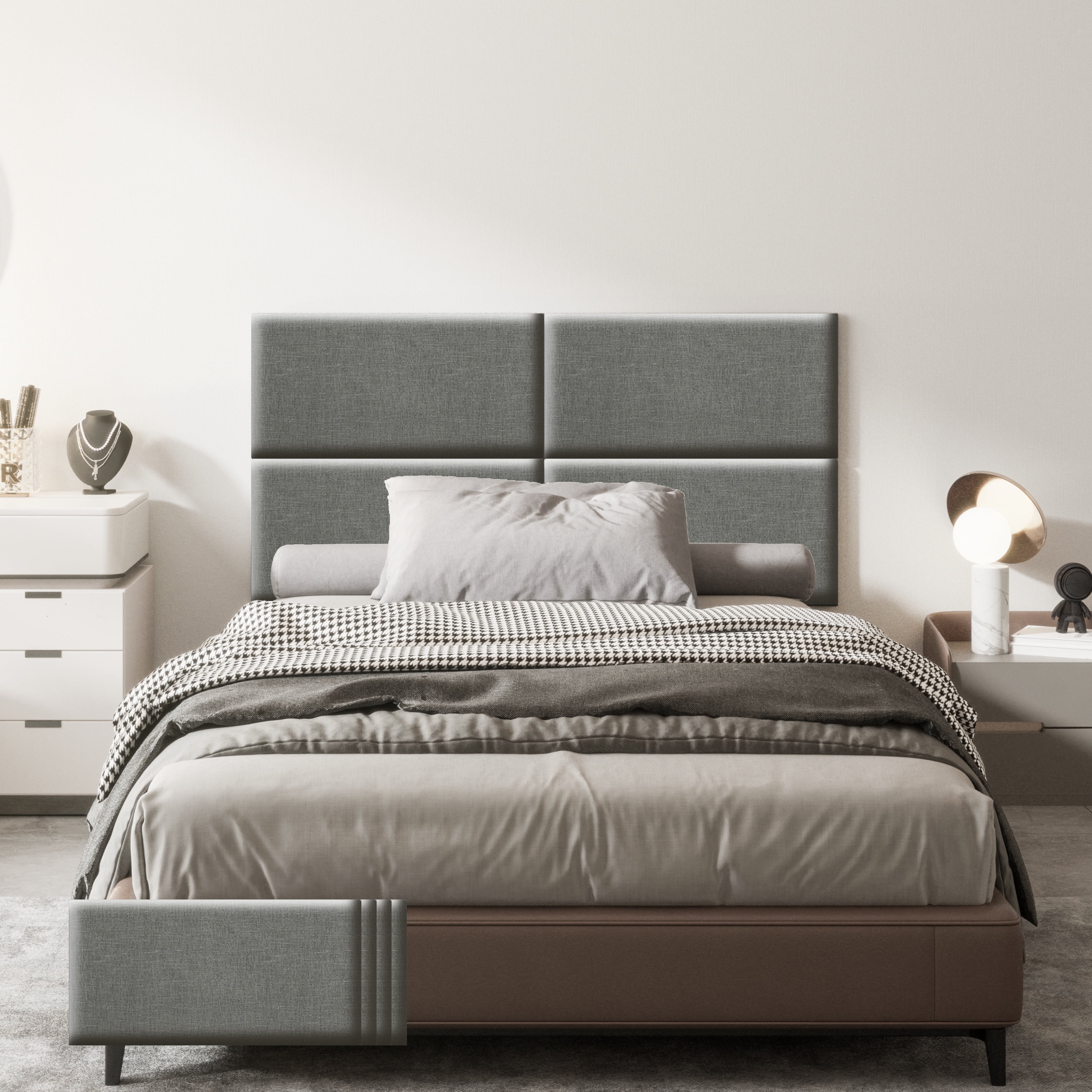 Johnear Peel and Stick Headboard for Twin Size Bed in Darkgray, Pack of ...