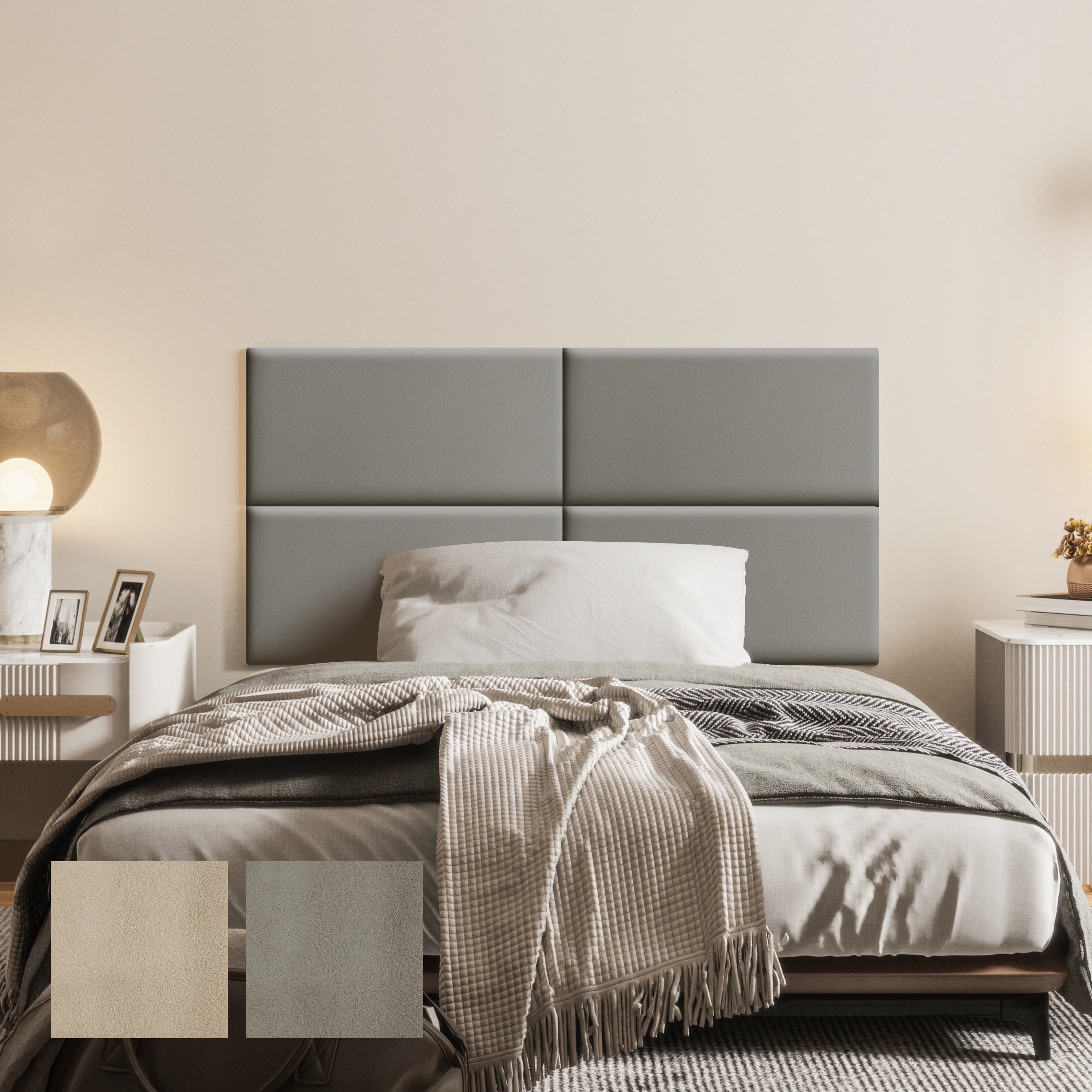 Johnear Peel and Stick Headboard for Twin Size Bed in Darkgray, Pack of ...