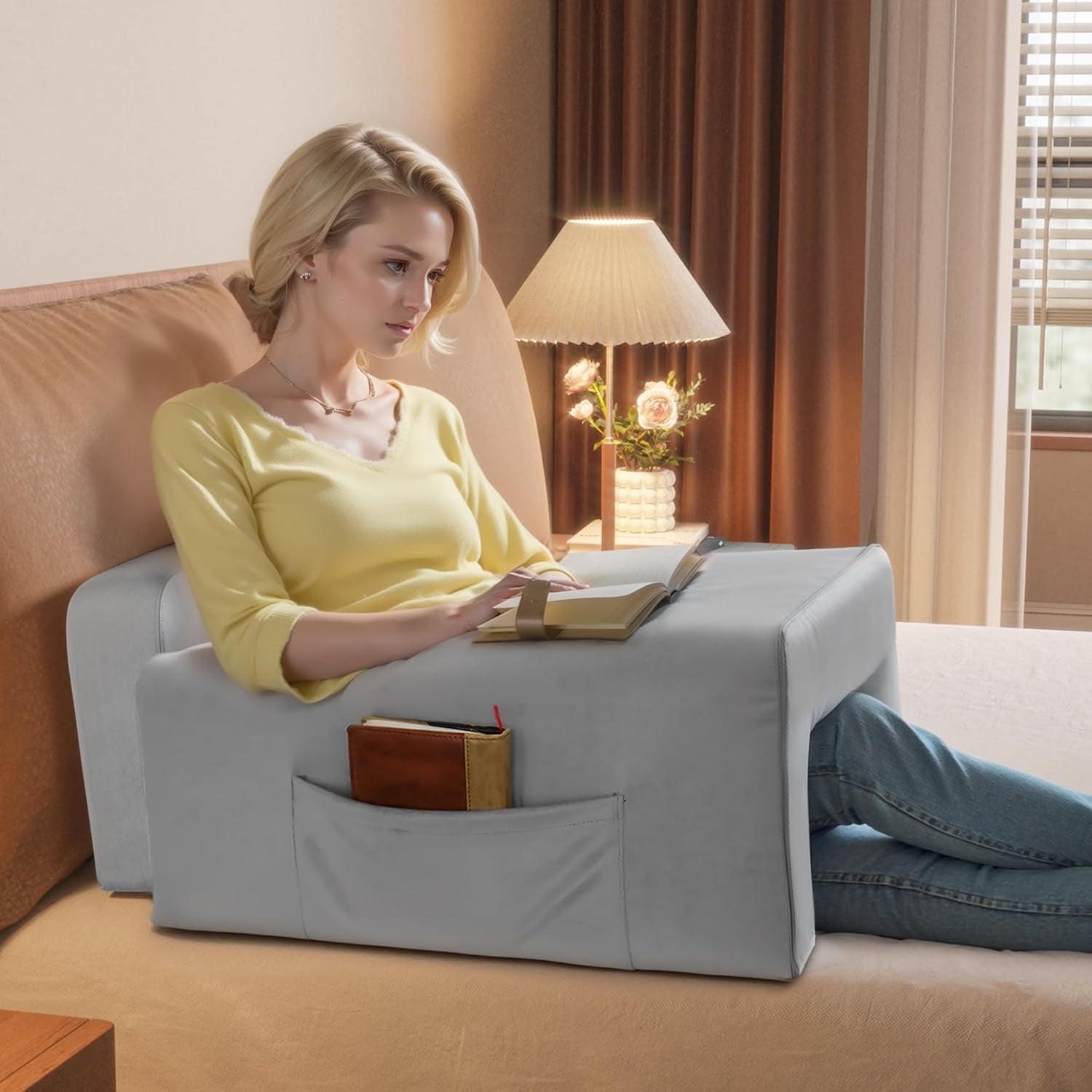 Johnear Reading Pillow with Armrest for Adult Gaming Lap Desk Pillow ...