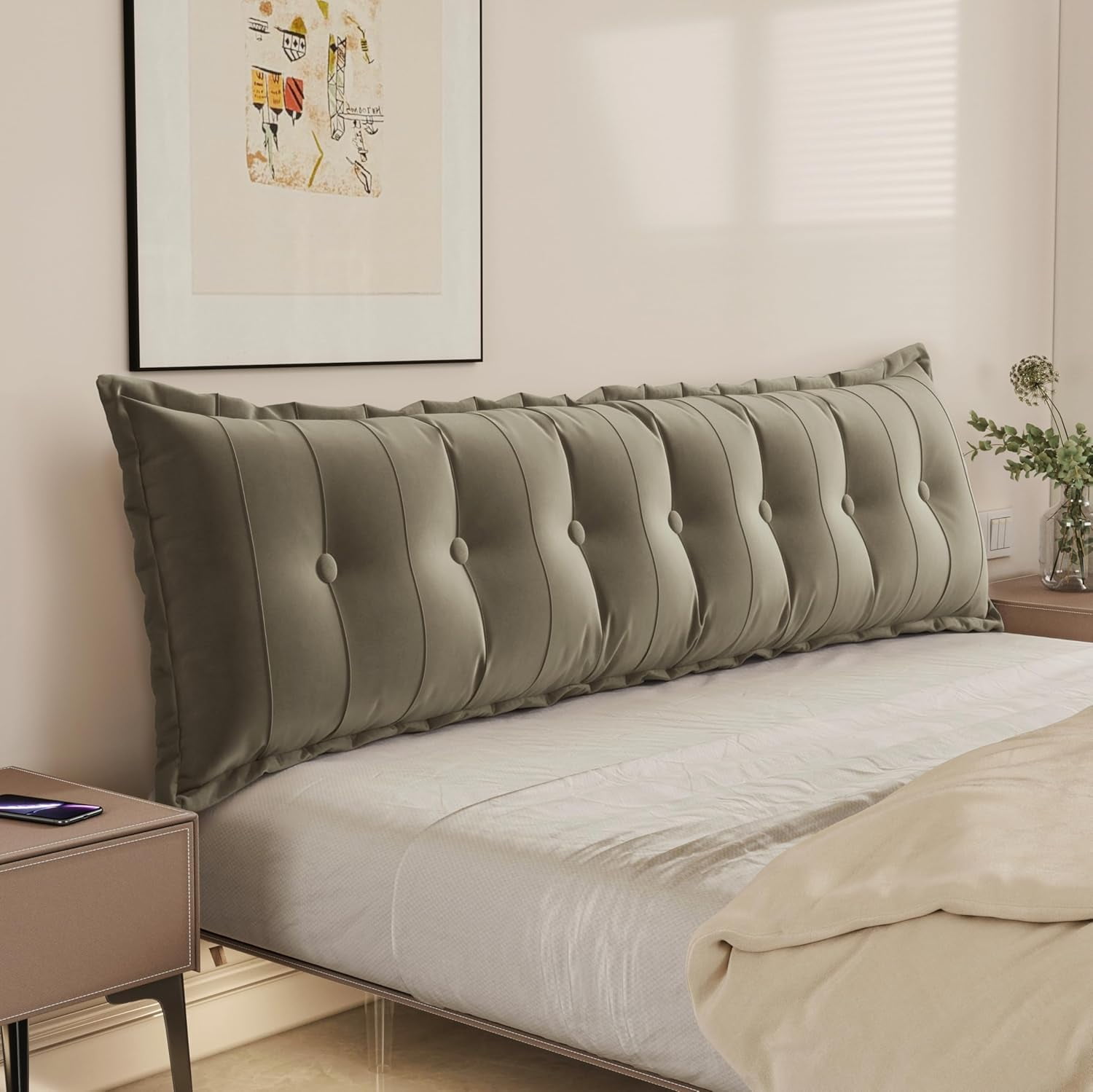 Johnear Rectangular Headboard Pillow King Bolster Pillow for Bed Back ...