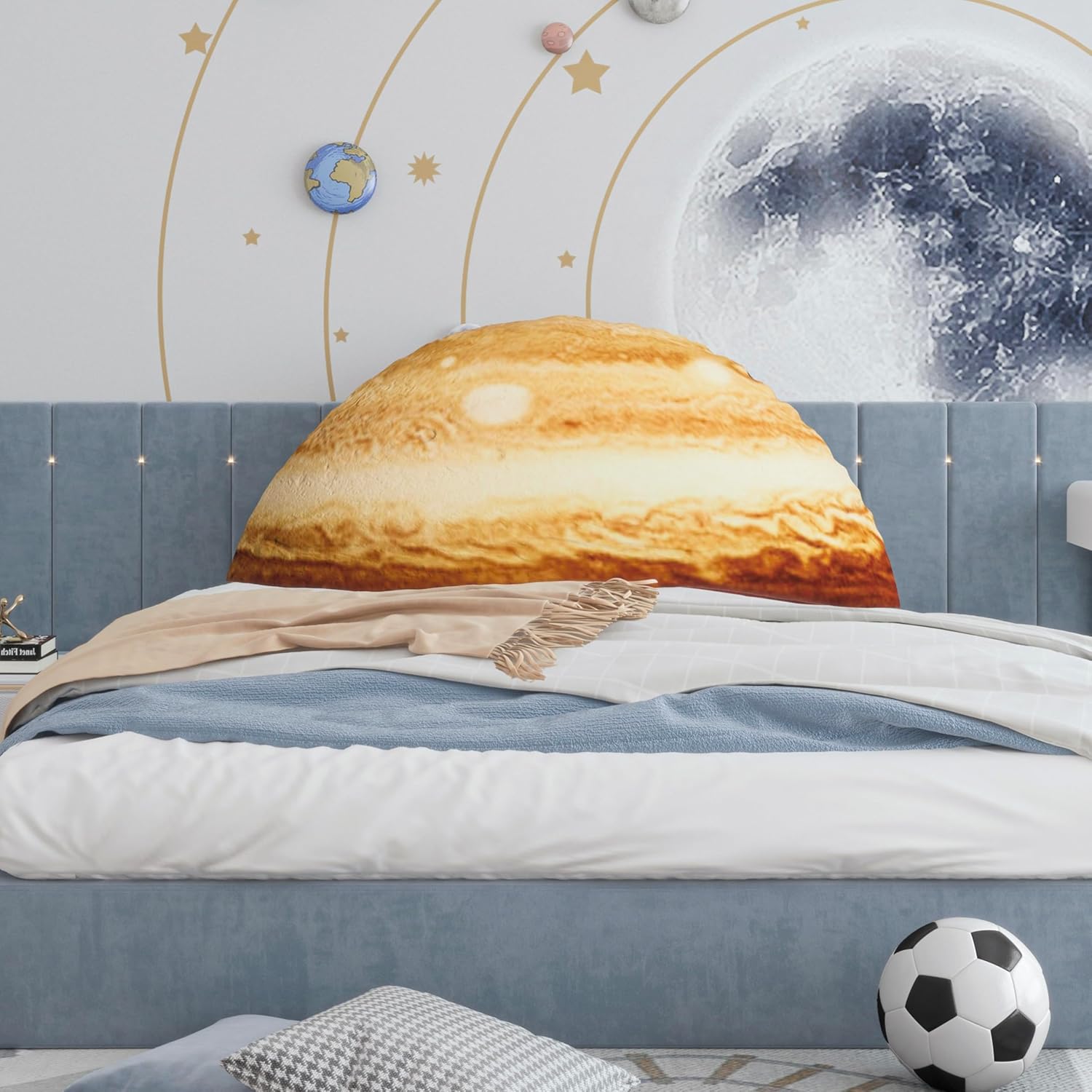 Johnear Twin Headboard Pillow for Kids,3D Simulated Earth MoonJupiter ...