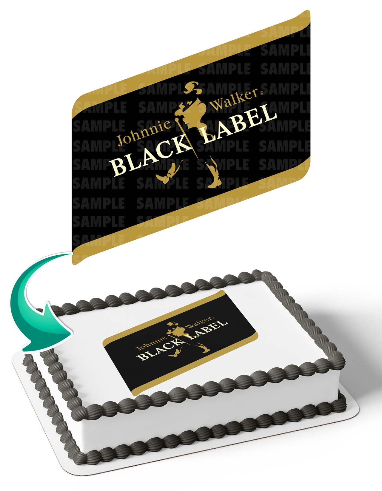 Johnnie Walker Black JW Label Edible Image Cake Topper Personalized ...