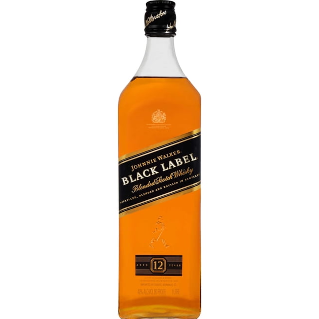 Johnnie Walker Black Label Scotch Whisky, 1L, 40% ABV - Walmart ...