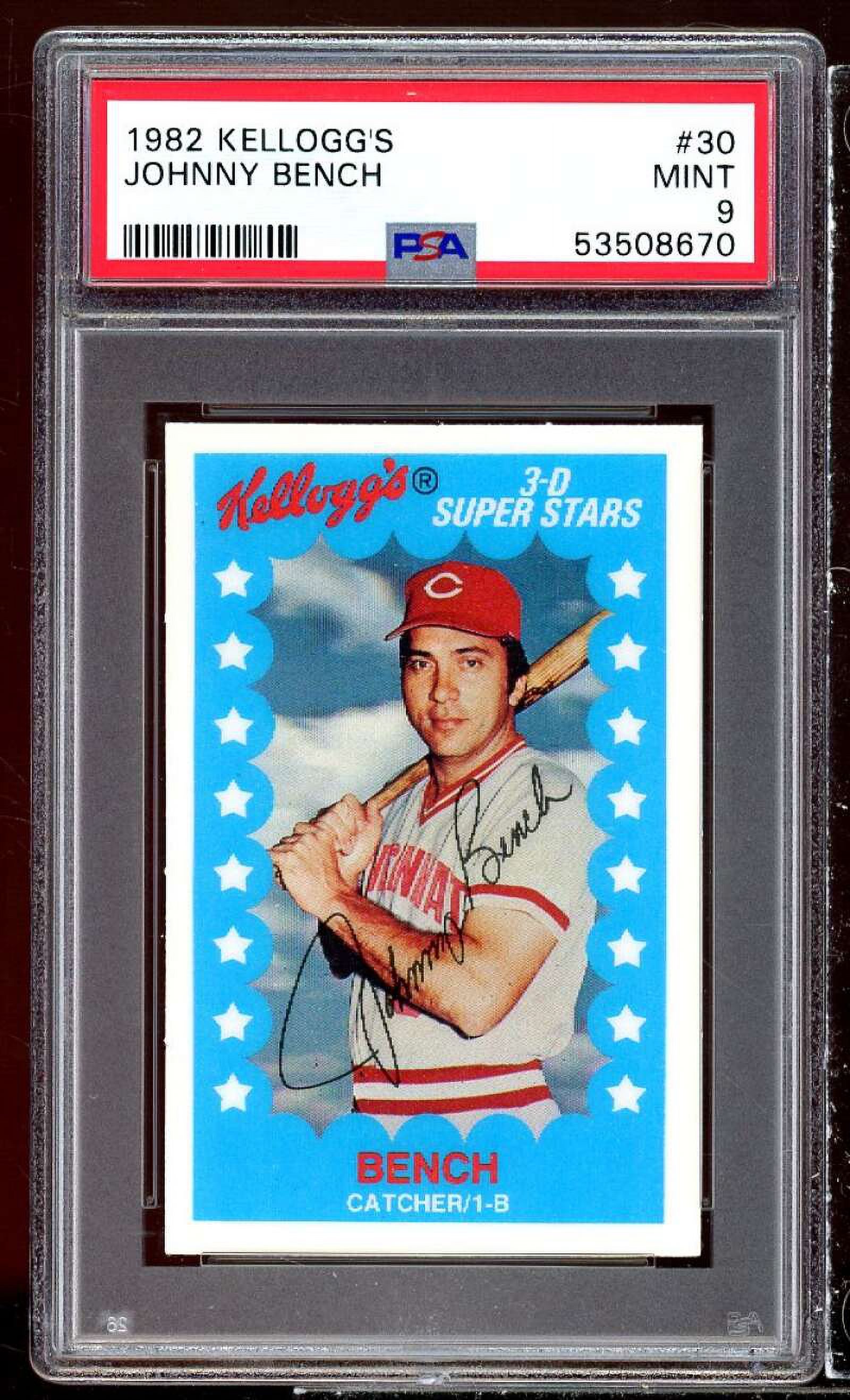 Johnny Bench Card 1982 Kellogg's #30 PSA 9 - Walmart.com