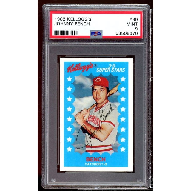 Johnny Bench Card 1982 Kellogg's #30 PSA 9 - Walmart.com