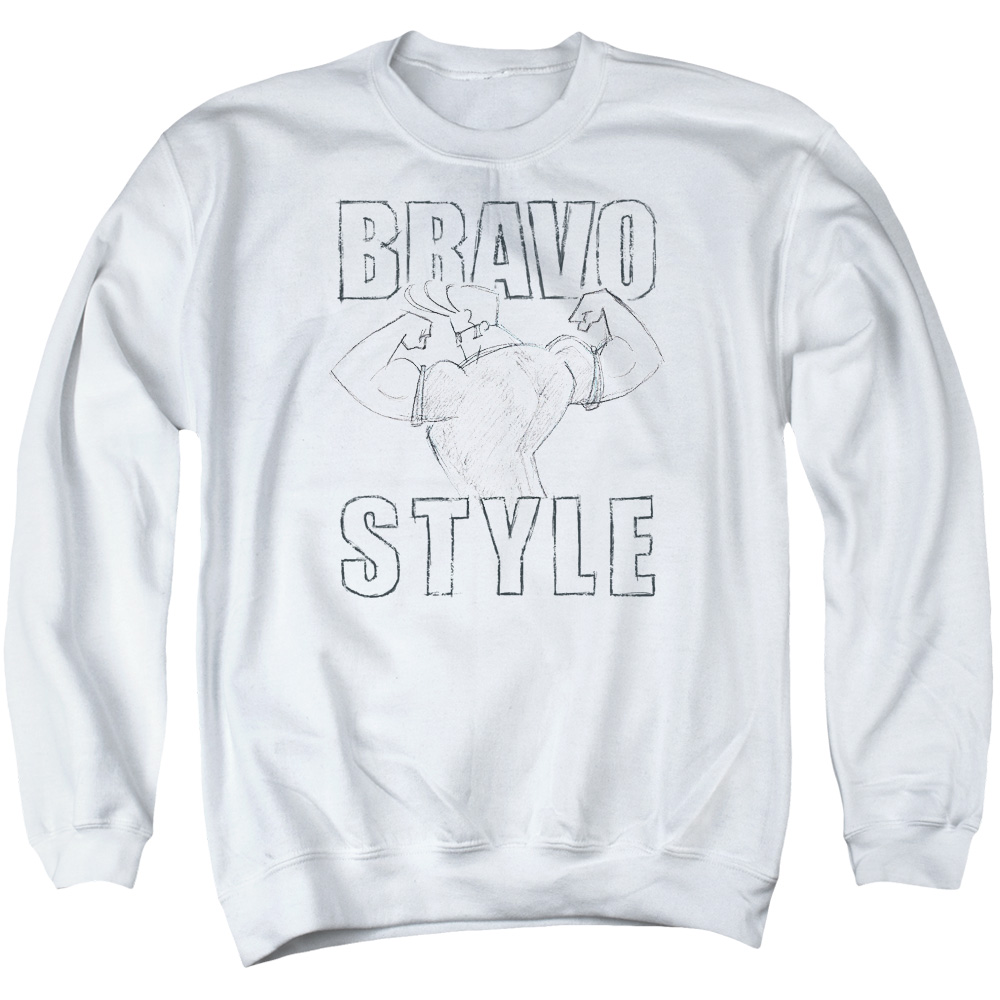 Johnny Bravo Cartoon Network Series Bravo Style Sketch Adult Crewneck ...