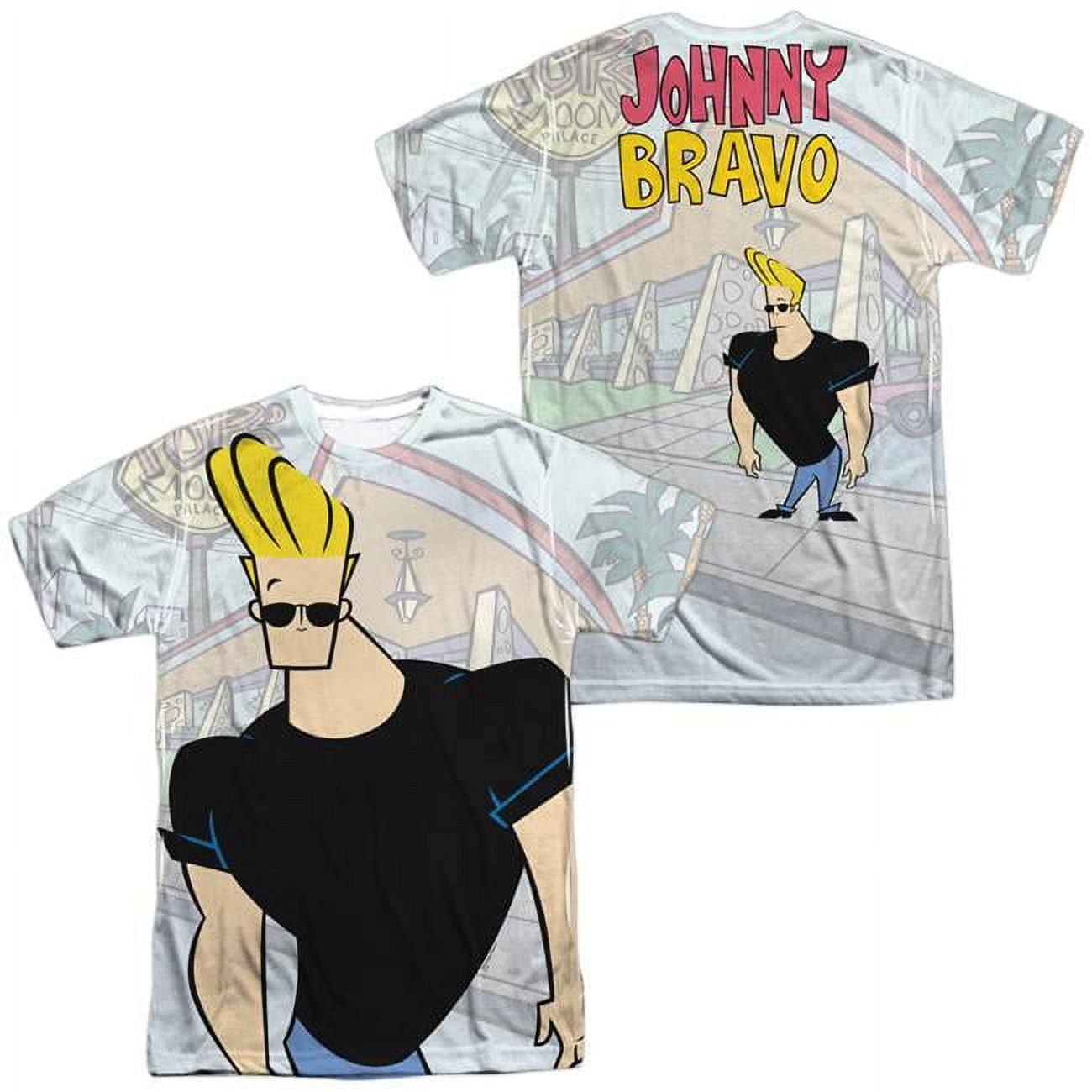 Johnny Bravo Hanging Out Allover Print Officially Licensed Sublimation ...