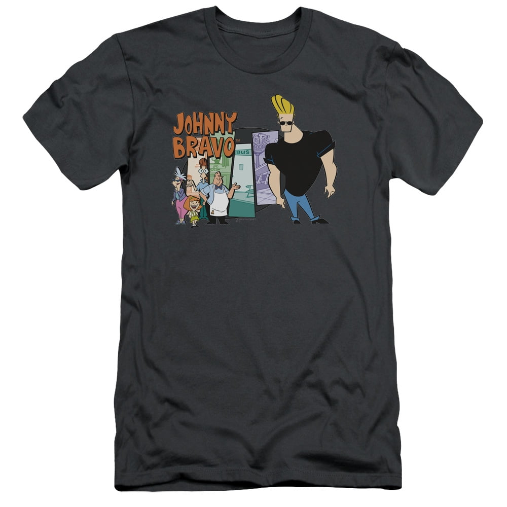 Johnny Bravo Johnny & Friends S/S Adult 30/1 T-Shirt Charcoal - Walmart.com