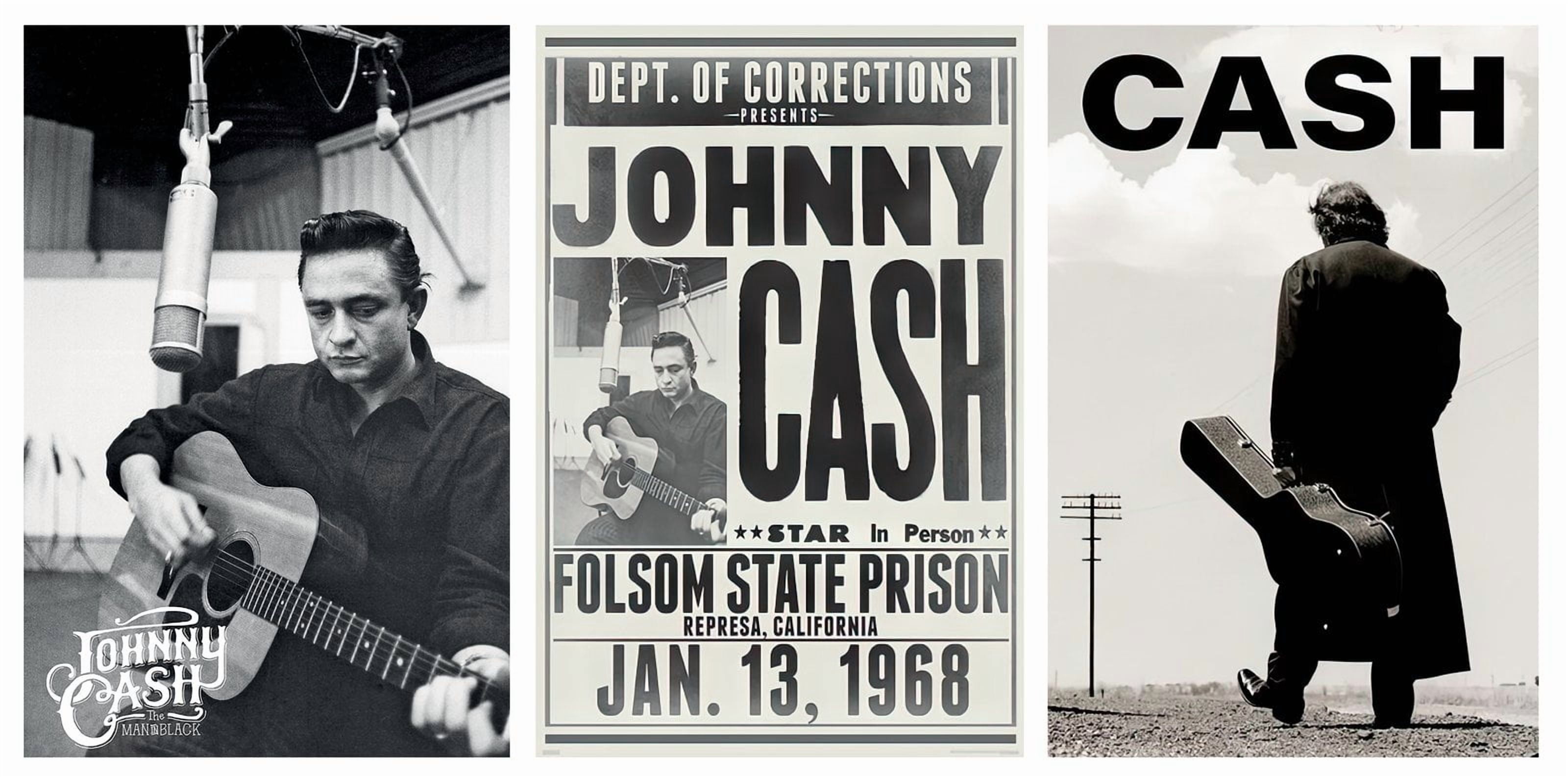 Johnny Cash - 3 Piece Music Poster Set (The Man In Black, Folsom Prison ...