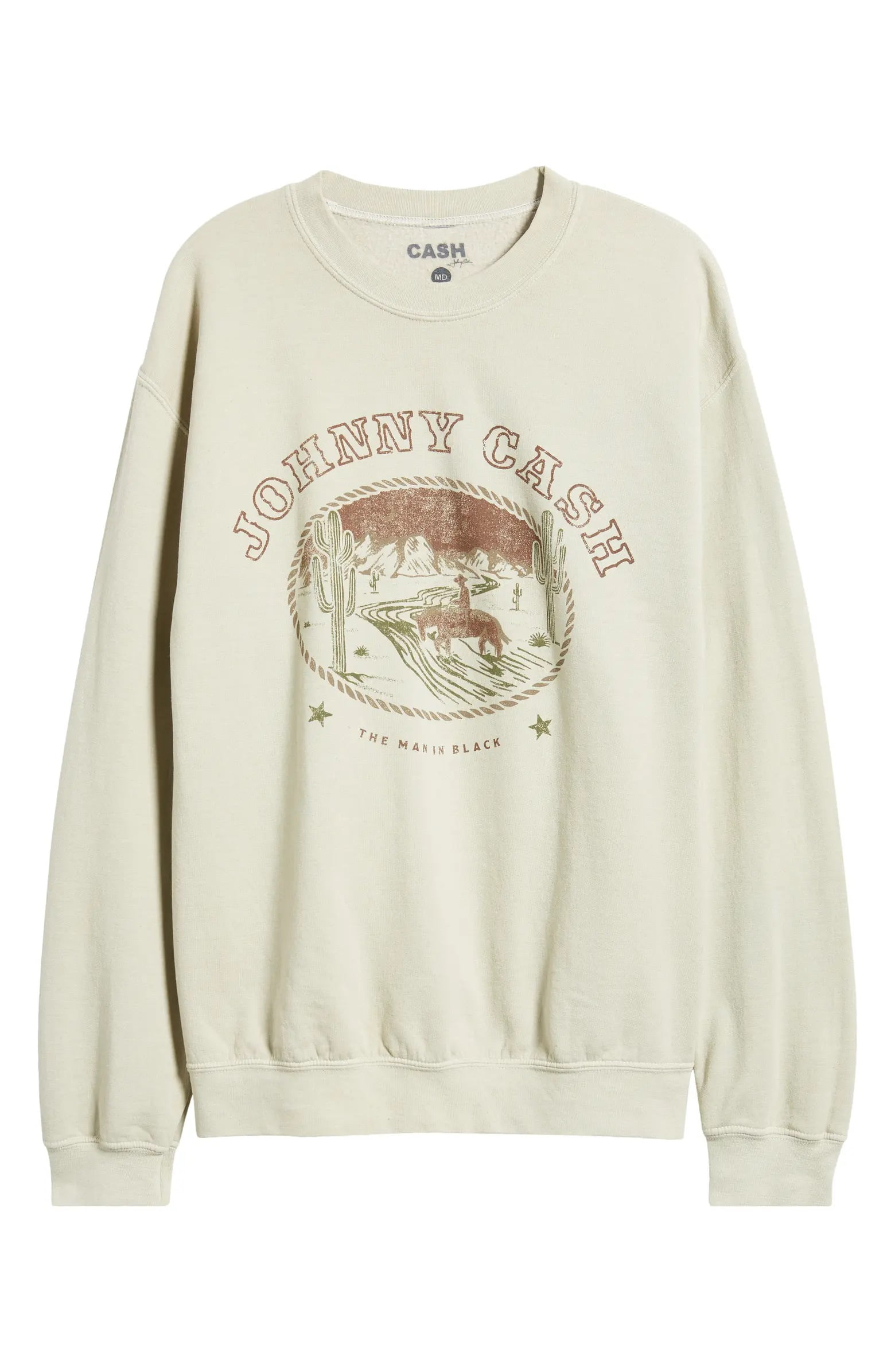 Johnny Cash Women's Oversized Overdye Crewneck Sweatshirt By Merch ...