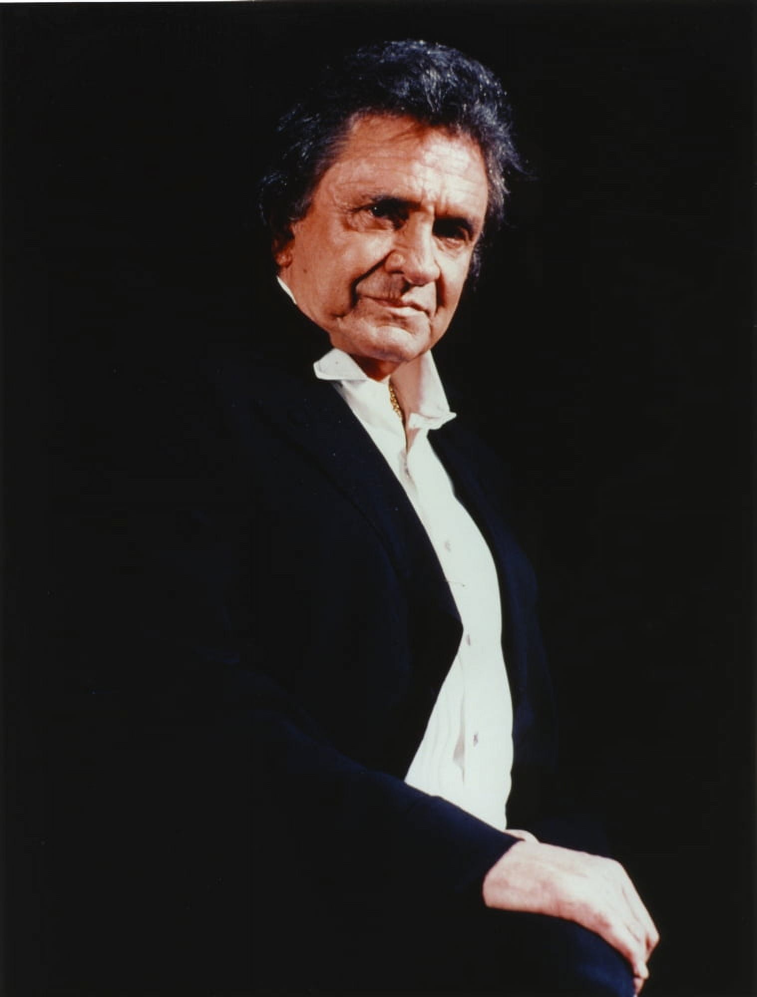Johnny Cash wearing a Black Suit with White Undershirt Photo Print (8 x ...
