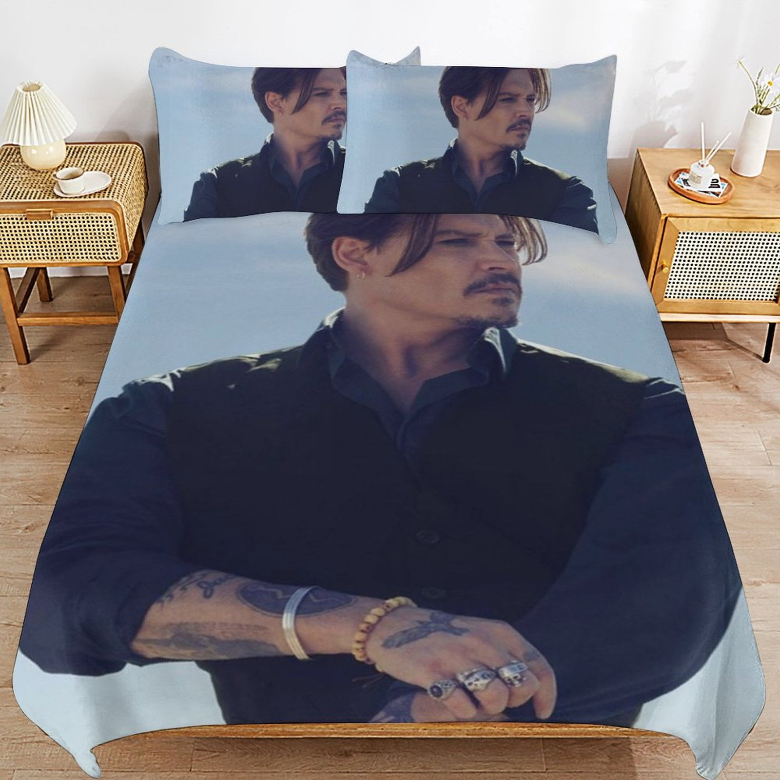 Johnny Depp 3 Pieces Bedding Set 3D Printed Lightweight Bed Quilt Set ...