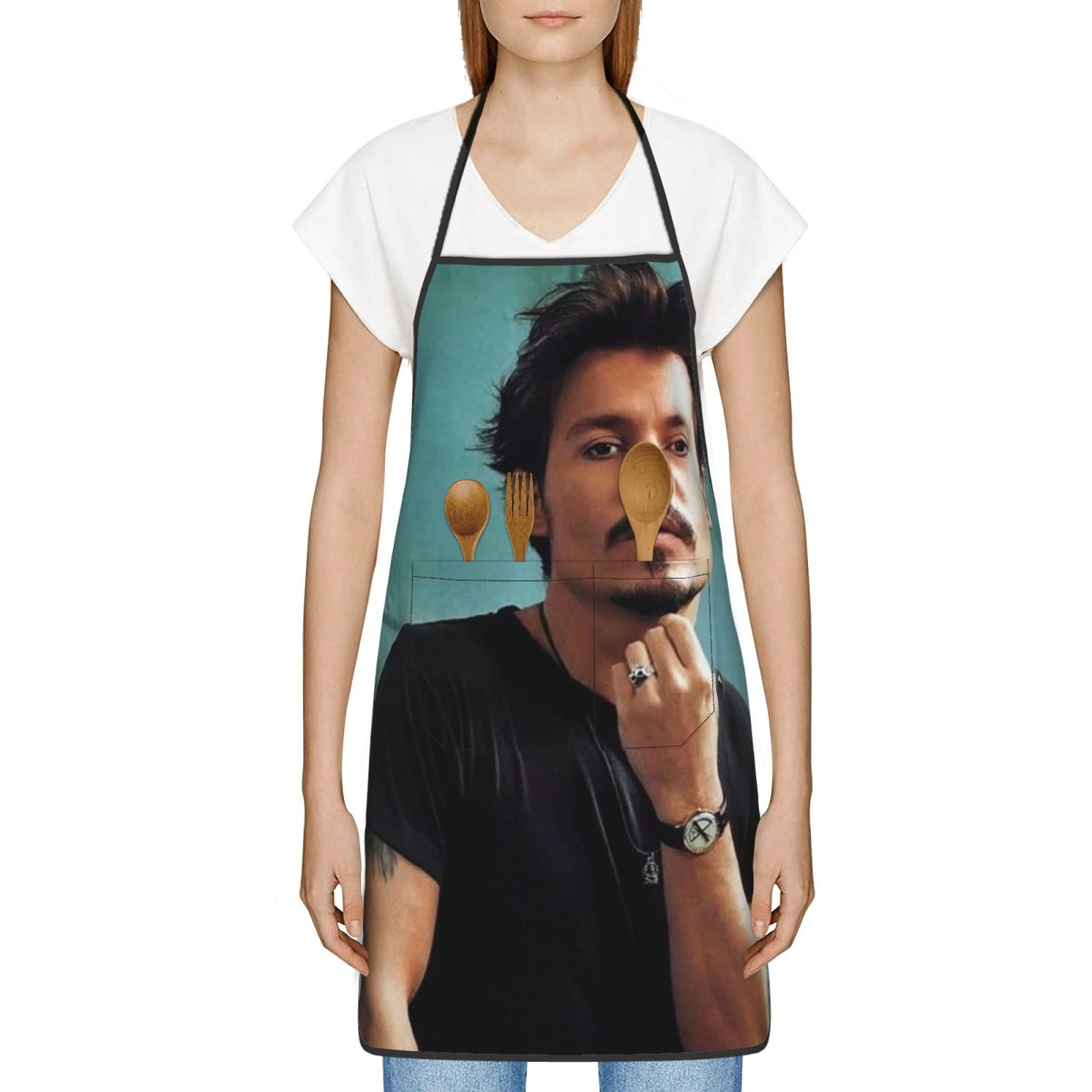 Johnny Depp Bib Apron With Pockets, Cooking Kitchen Chef Apron For ...