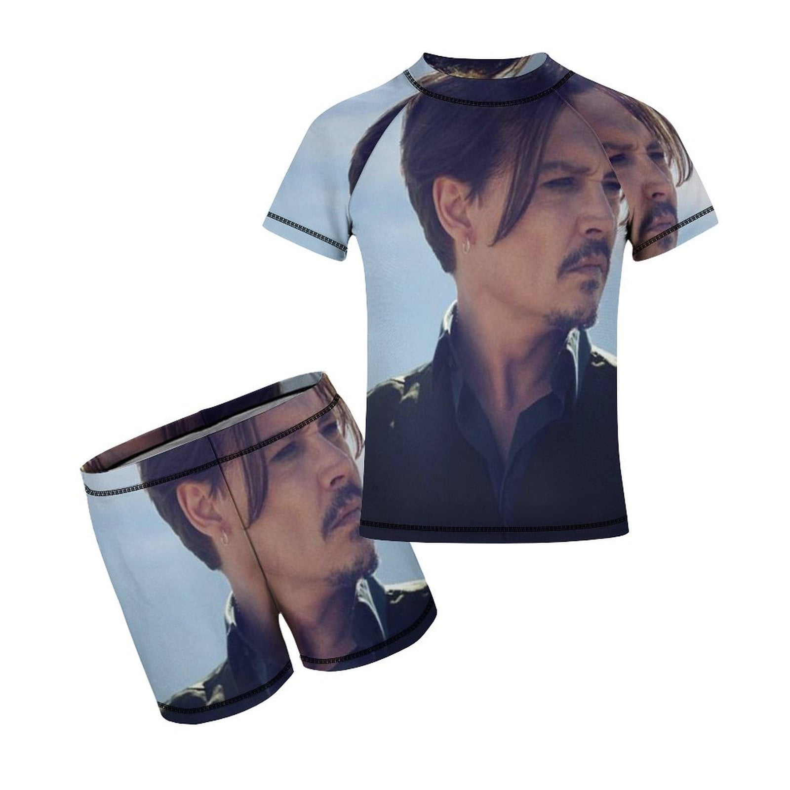 Johnny Depp Boys 2-Piece Swimsuit Set Bathing Suit Short Sleeve Swimwear Sets with Swim Trunk 8 ...