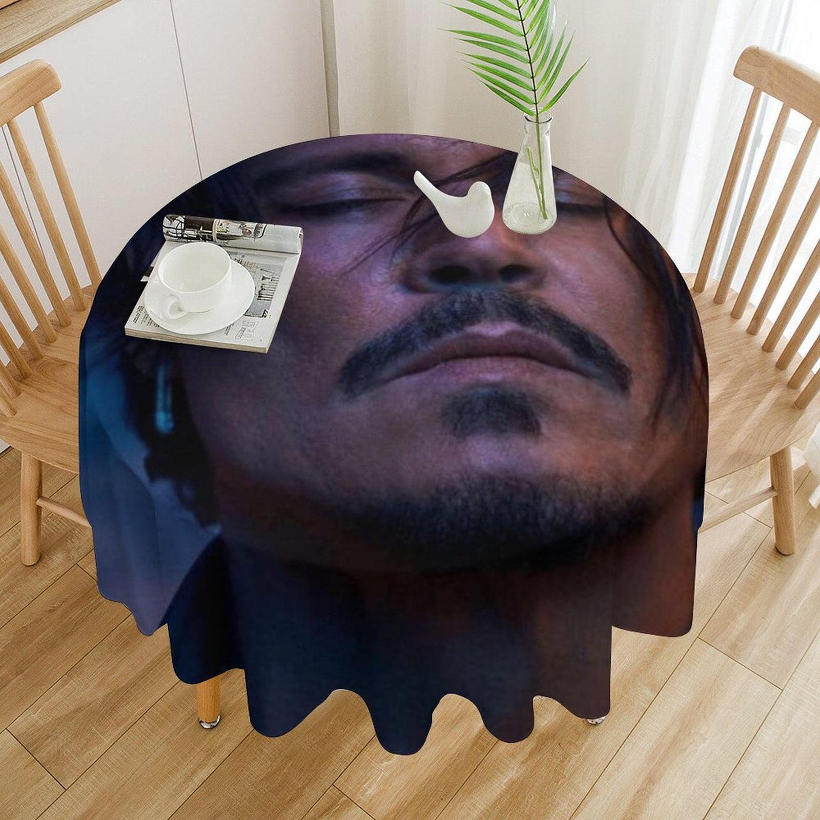 Johnny Depp Round Tablecloth Print Decorative Table Cover Washable ...