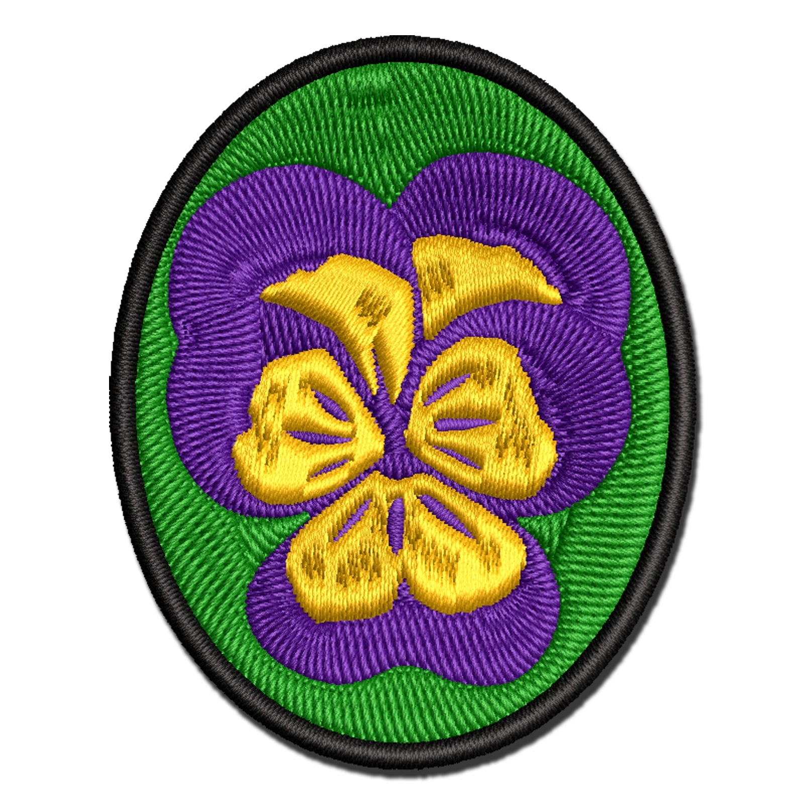 Johnny Jump Up Pansy Flower Applique Multi-Color Embroidered Hook ...