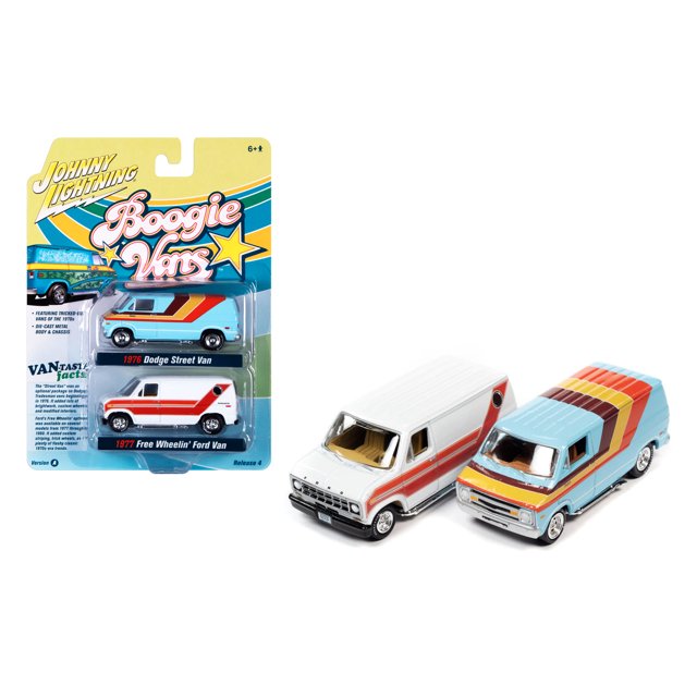 Johnny Lightning Boogie Vans 1976 Dodge 1977 Ford Version A - Walmart.com