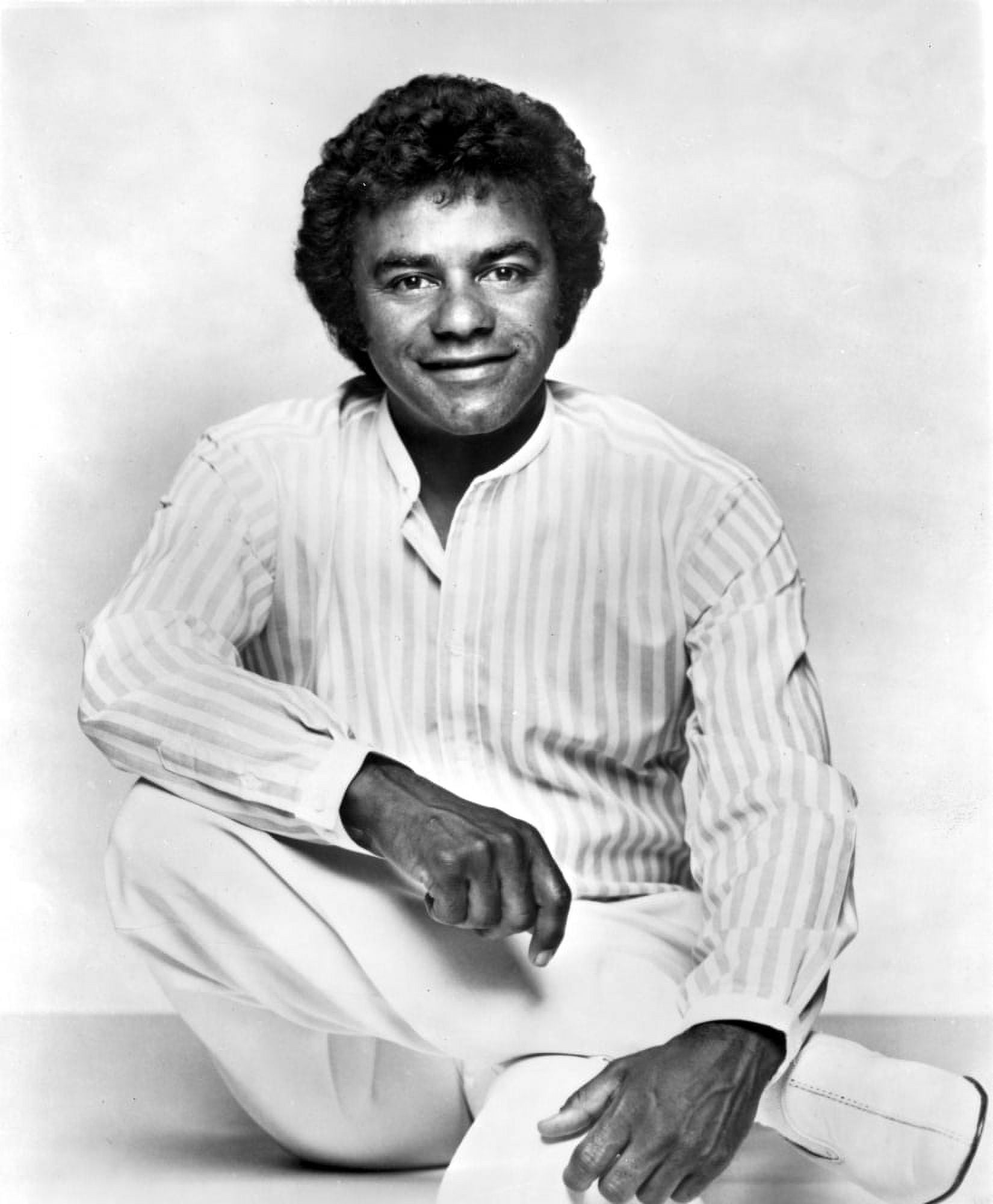 Johnny Mathis wearing a striped shirt Photo Print (24 x 30) - Walmart.com