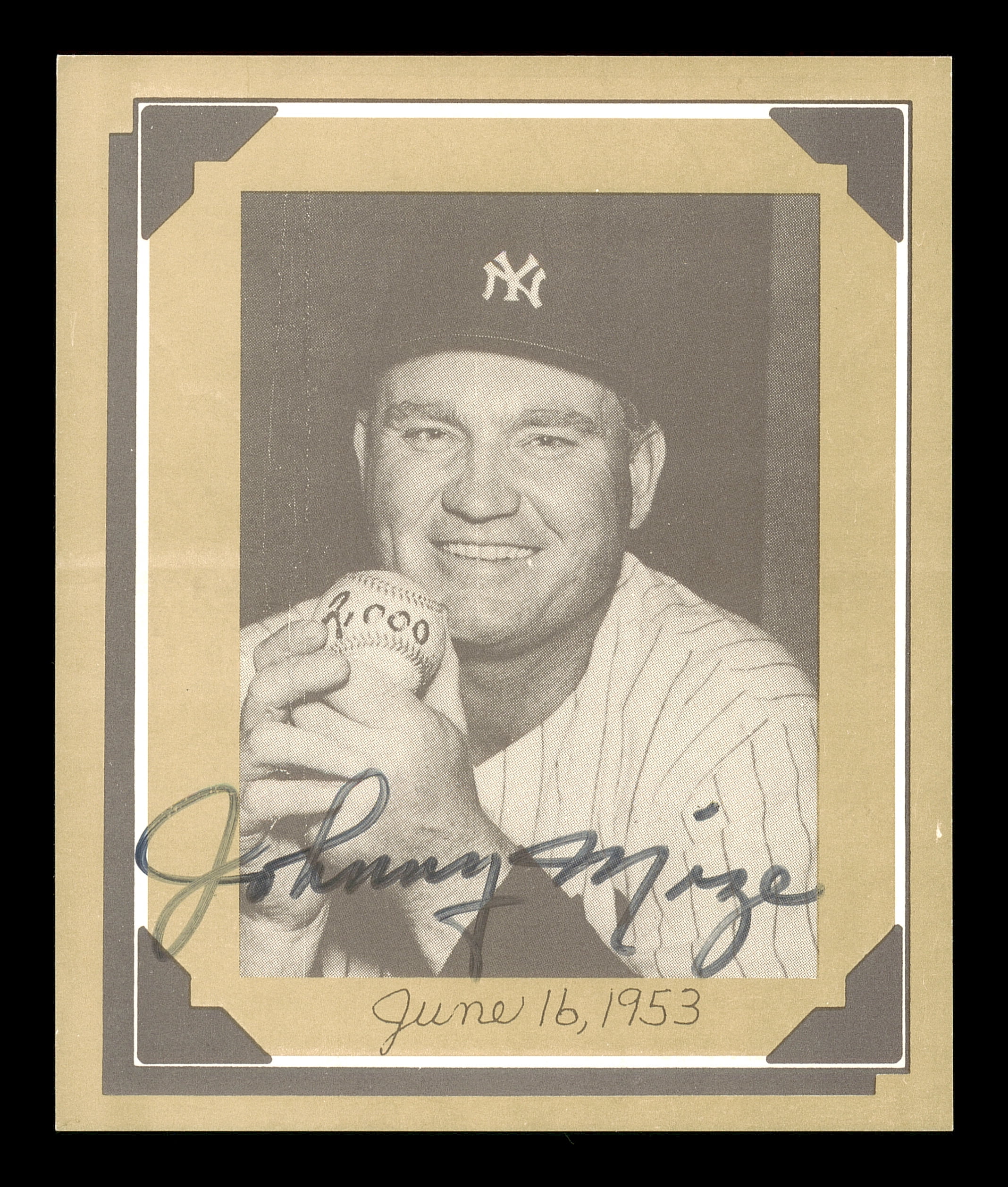 Johnny Mize Autographed 1977 Douglas Card June 16, 1953 SKU #171197 ...