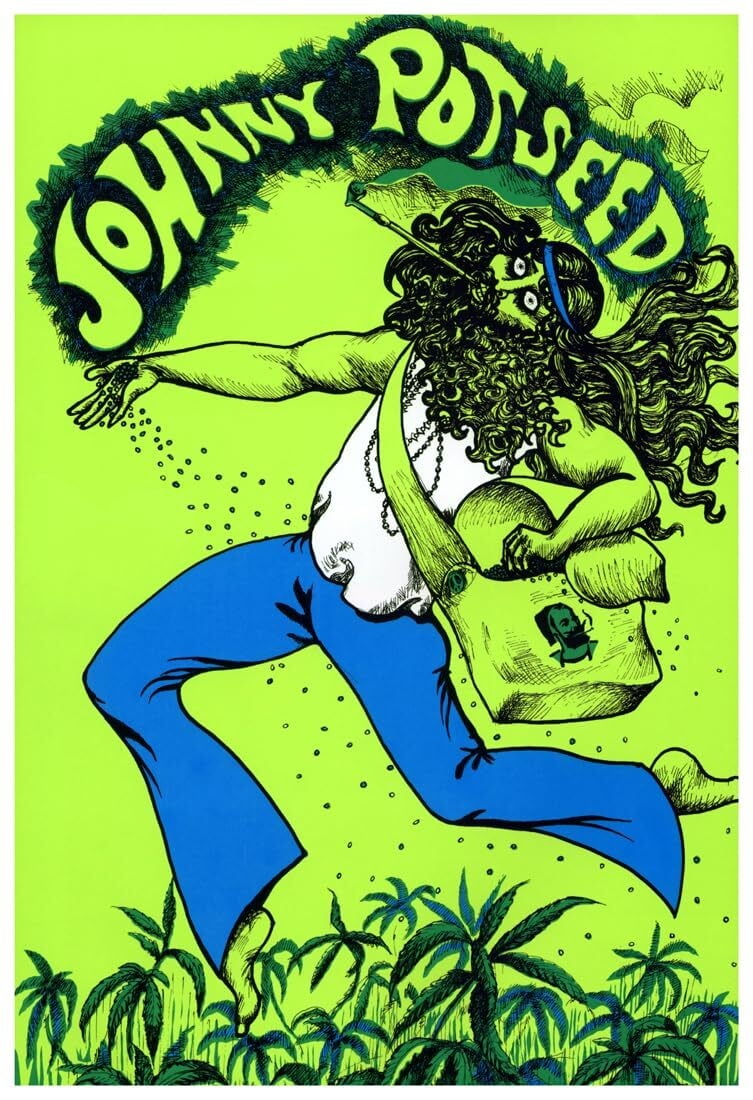 Johnny Potseed Poster, Appleseed Spoof, Humor, Legalize it, Art Print ...
