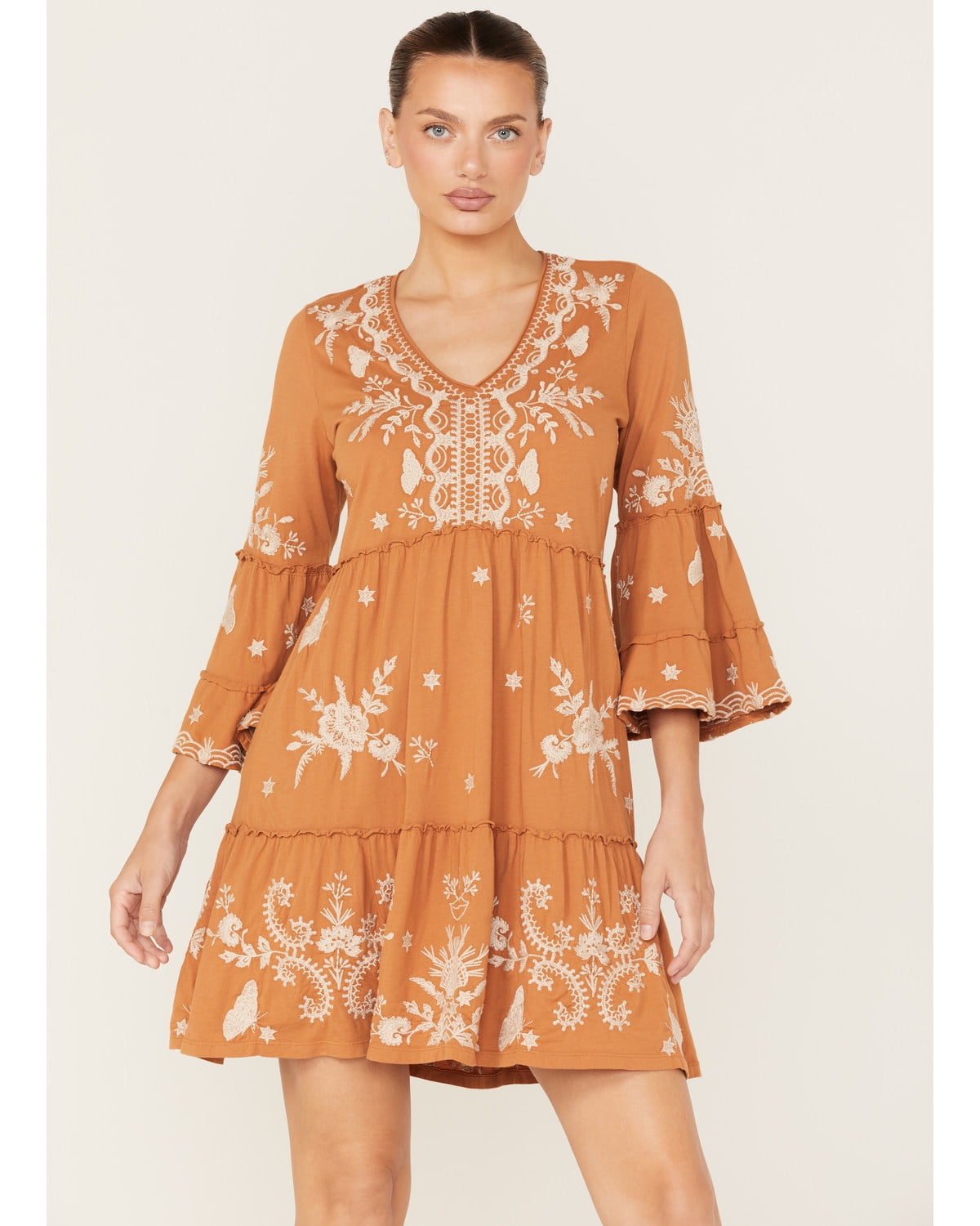 Johnny Was Women's Arzella Floral Embroidered Knit Easy Tiered Mini ...